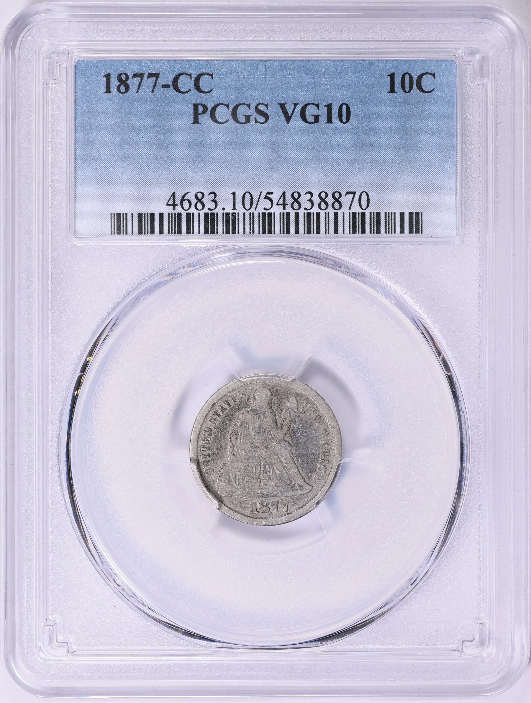 1877-CC Seated Liberty Dime PCGS VG-10 (Item 1805866) | GreatCollections Coin Auctions