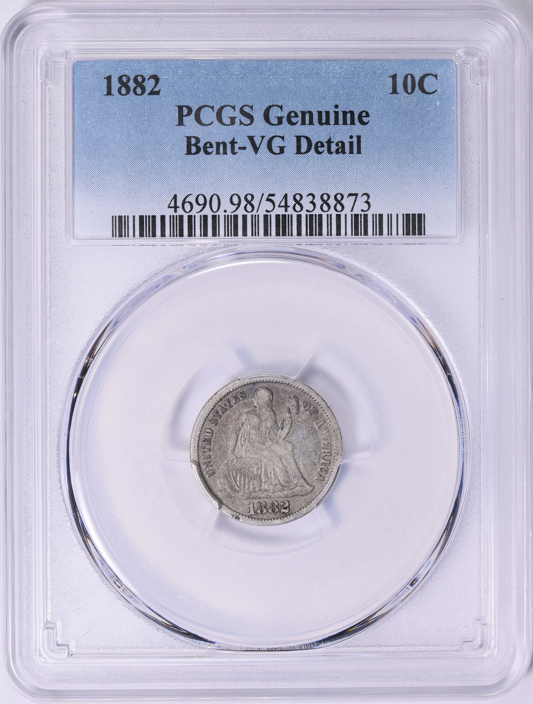 1882 Seated Liberty Dime PCGS Genuine VG Details (Item 1805869) | GreatCollections Coin Auctions
