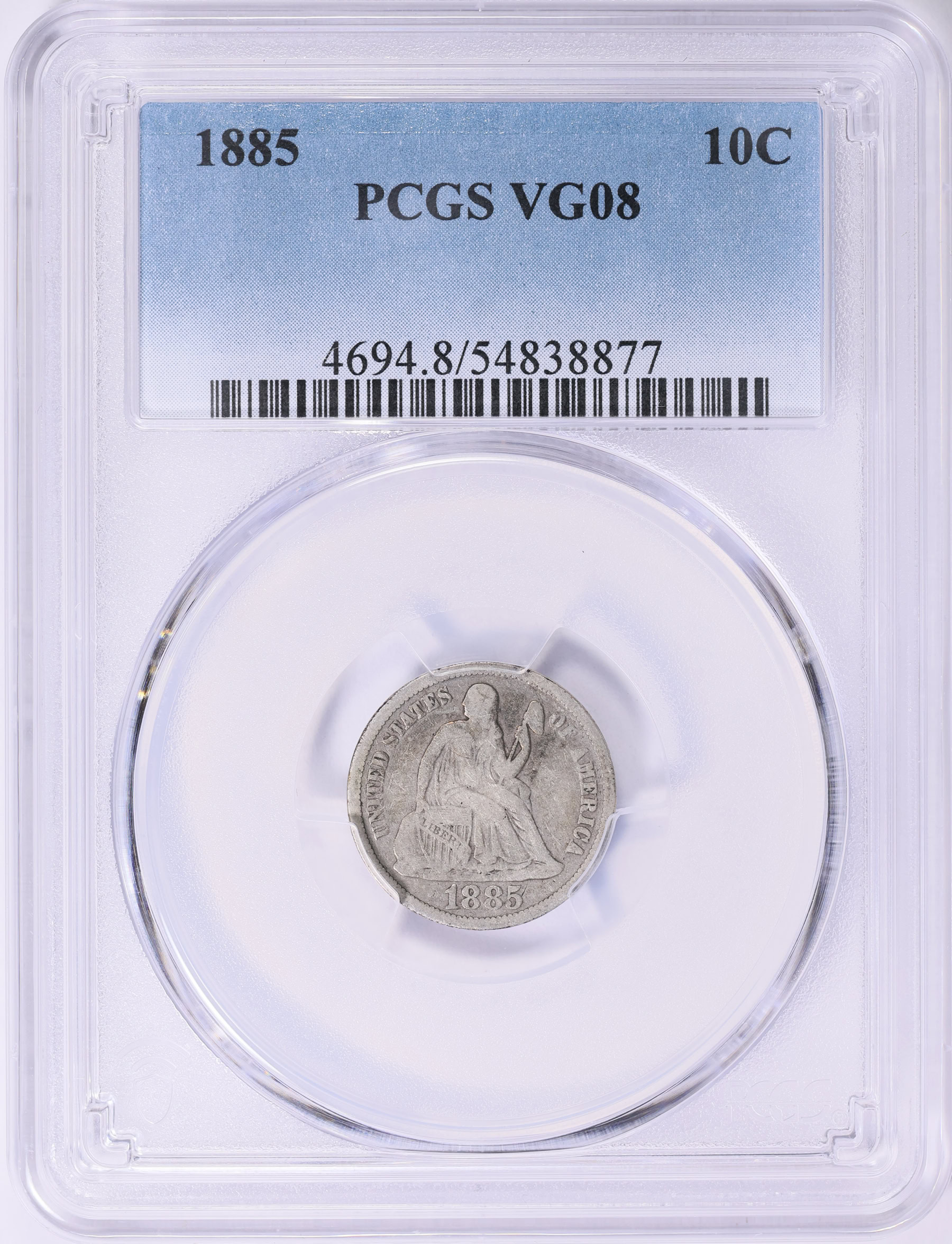 1885 Seated Liberty Dime PCGS VG-08 (Toned) (Item 1805873) | GreatCollections Coin Auctions