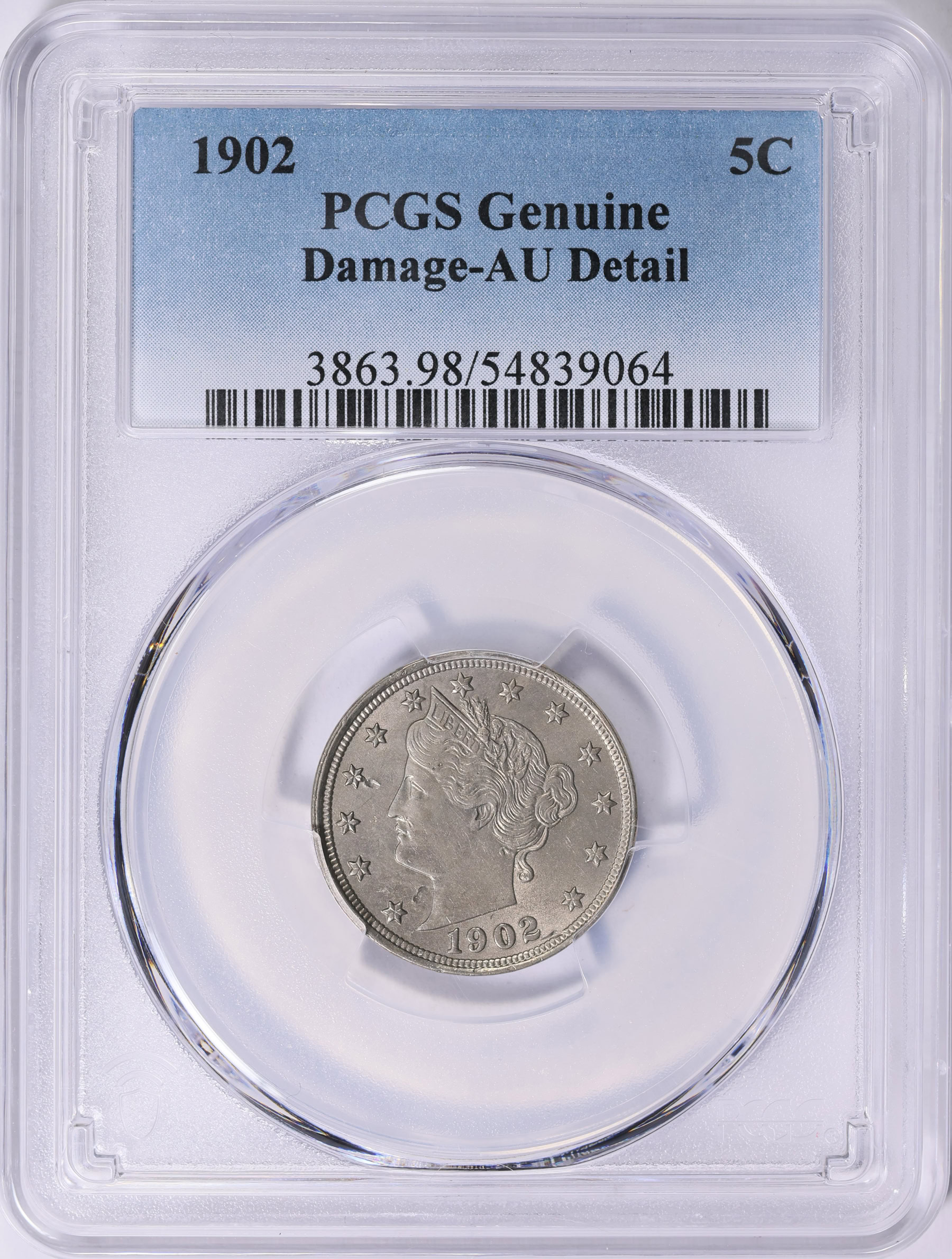 1902 Liberty Nickel PCGS Genuine AU Details (Item 1805923) | GreatCollections Coin Auctions