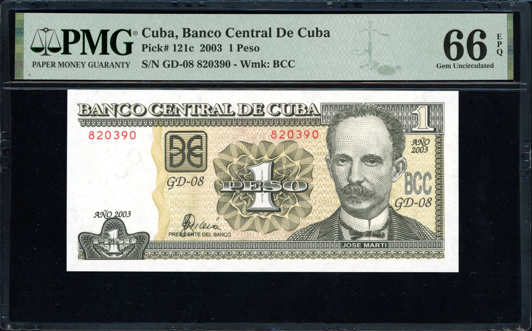 Cuba 2003 1 Peso Banco Central de Cuba Note SCWPM-121c PMG Gem ...
