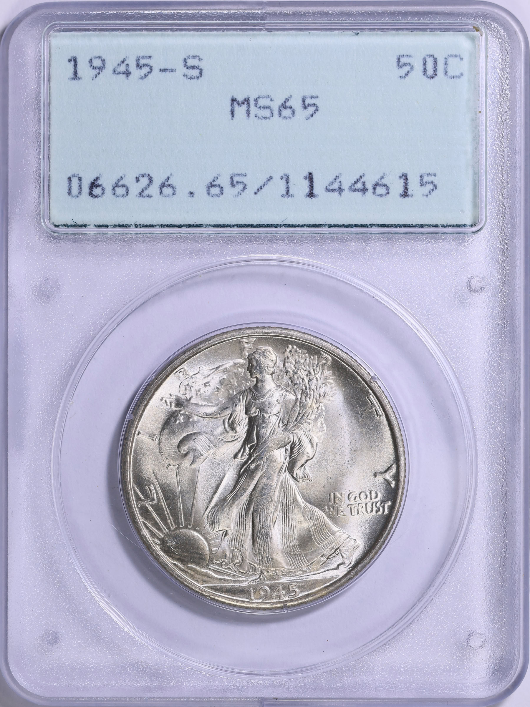 1945-S Walking Liberty Half Dollar PCGS MS-65 OGH (1st Gen) (Item 1806147) | GreatCollections ...