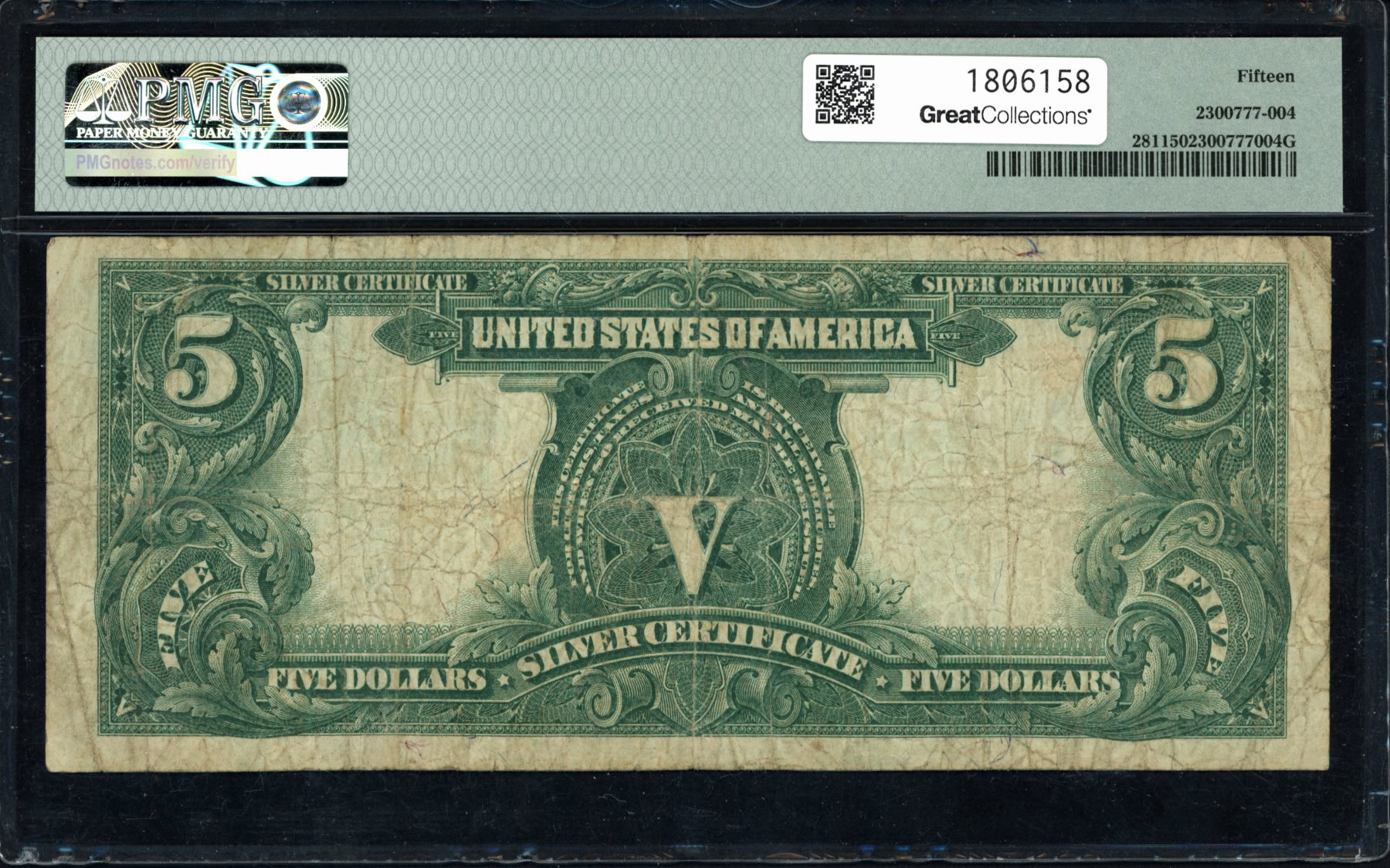Fr. 281 1899 $5 Silver Certificate Note Speelman / White PMG Choice Fine 15 | PMG Cert #2300777 ...