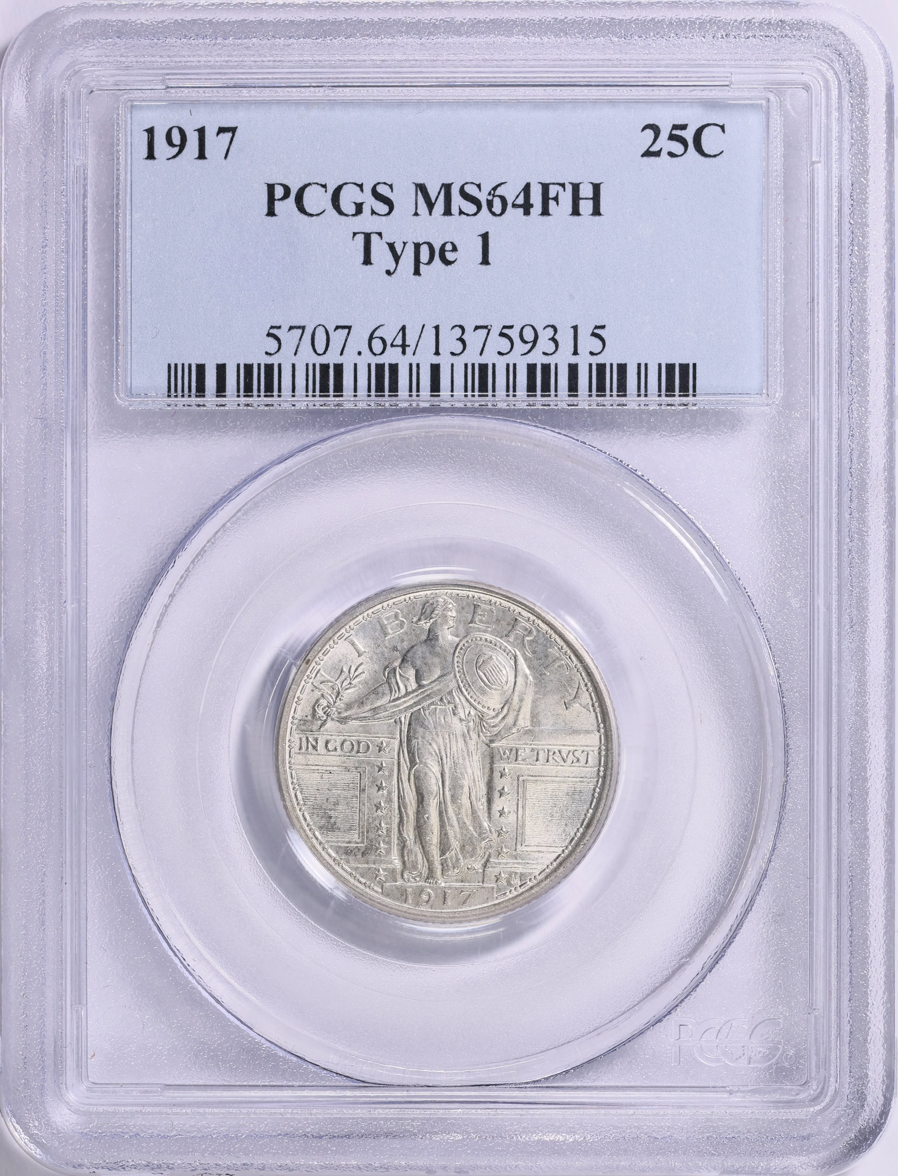 1917 Standing Liberty Quarter Type 1 PCGS MS-64 FH (Item 1806238 ...