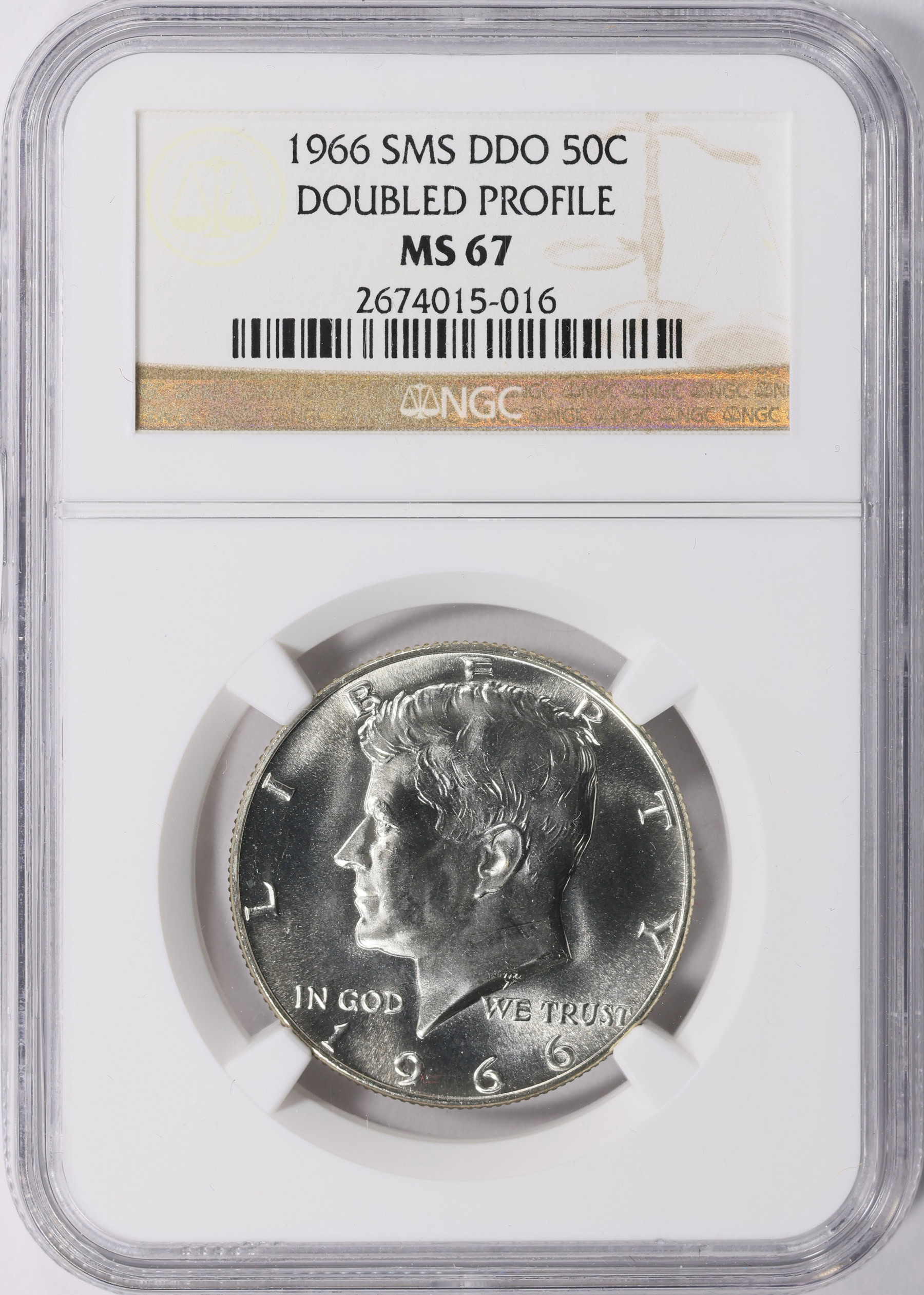 1966 Kennedy Half Dollar SMS Doubled Die Obverse Double Profile NGC MS-67 (Item 1806280 ...