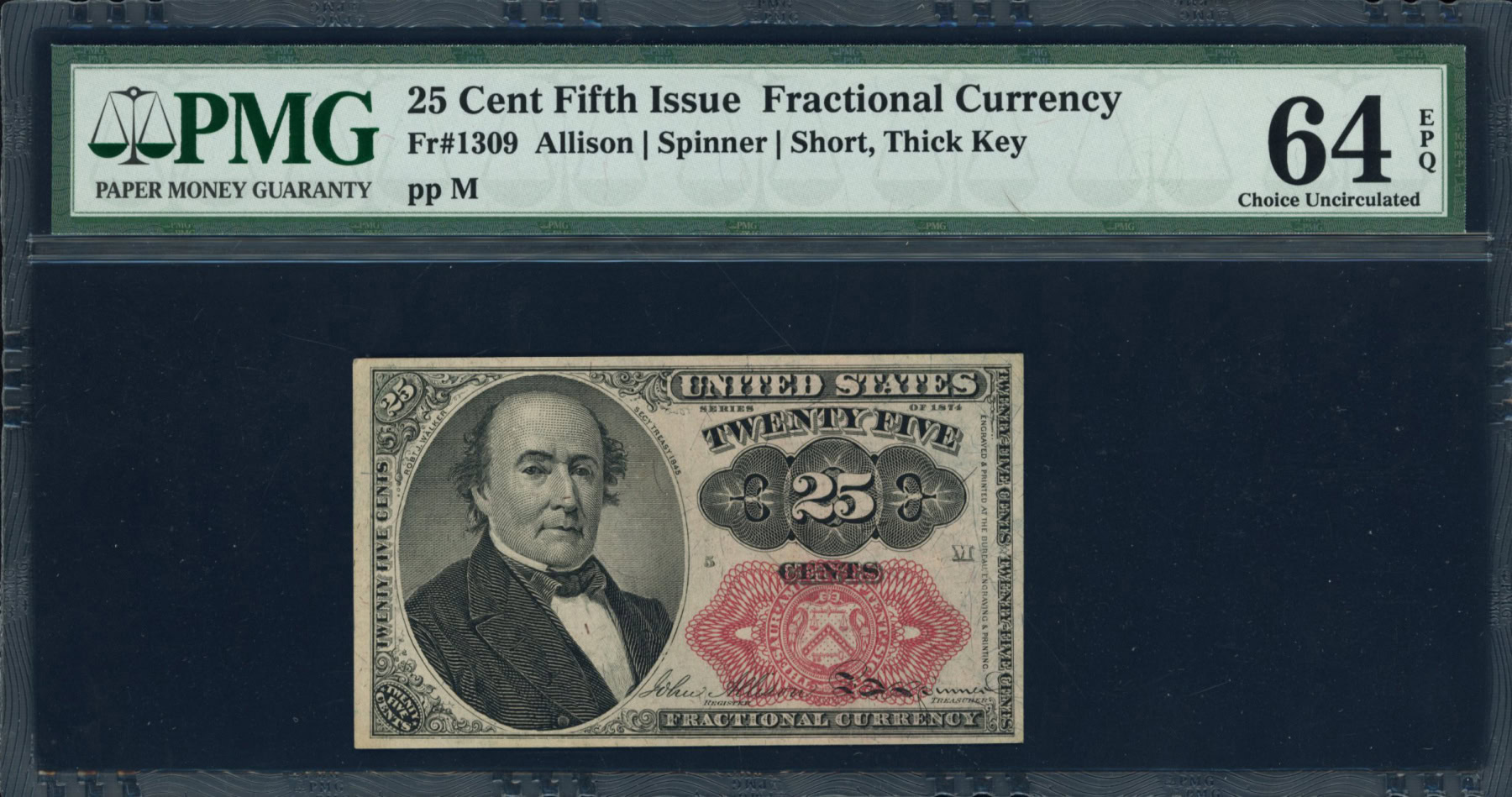 Fr. 1309 Fifth Issue 25 Cents Fractional Currency Note Allison ...