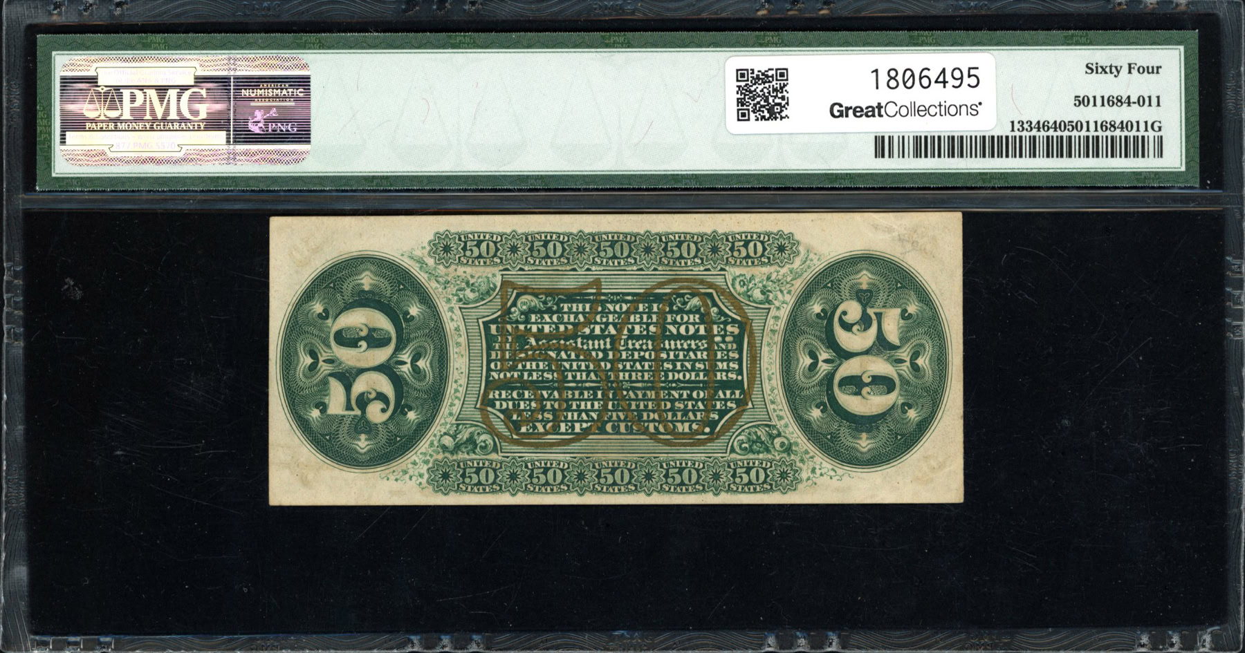 Fr. 1334 Third Issue 50 Cents Fractional Currency Note Colby / Spinner ...