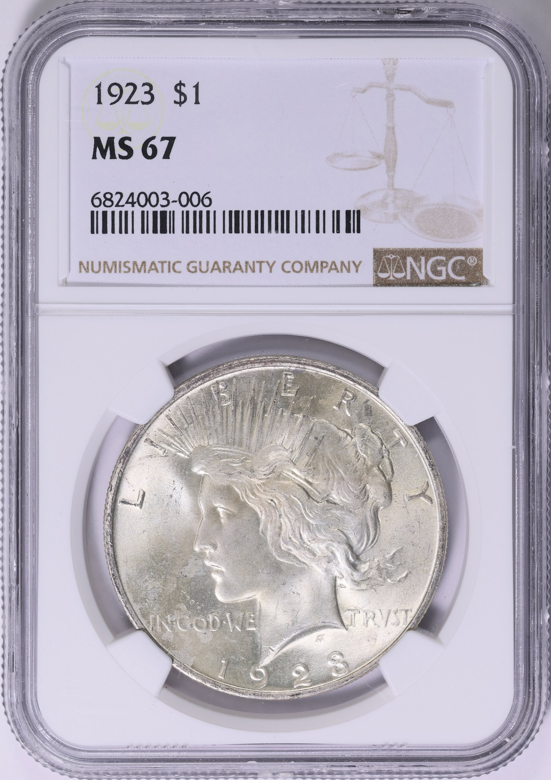 1923 Peace Silver Dollar NGC MS-67 (Item 1806618) | GreatCollections ...