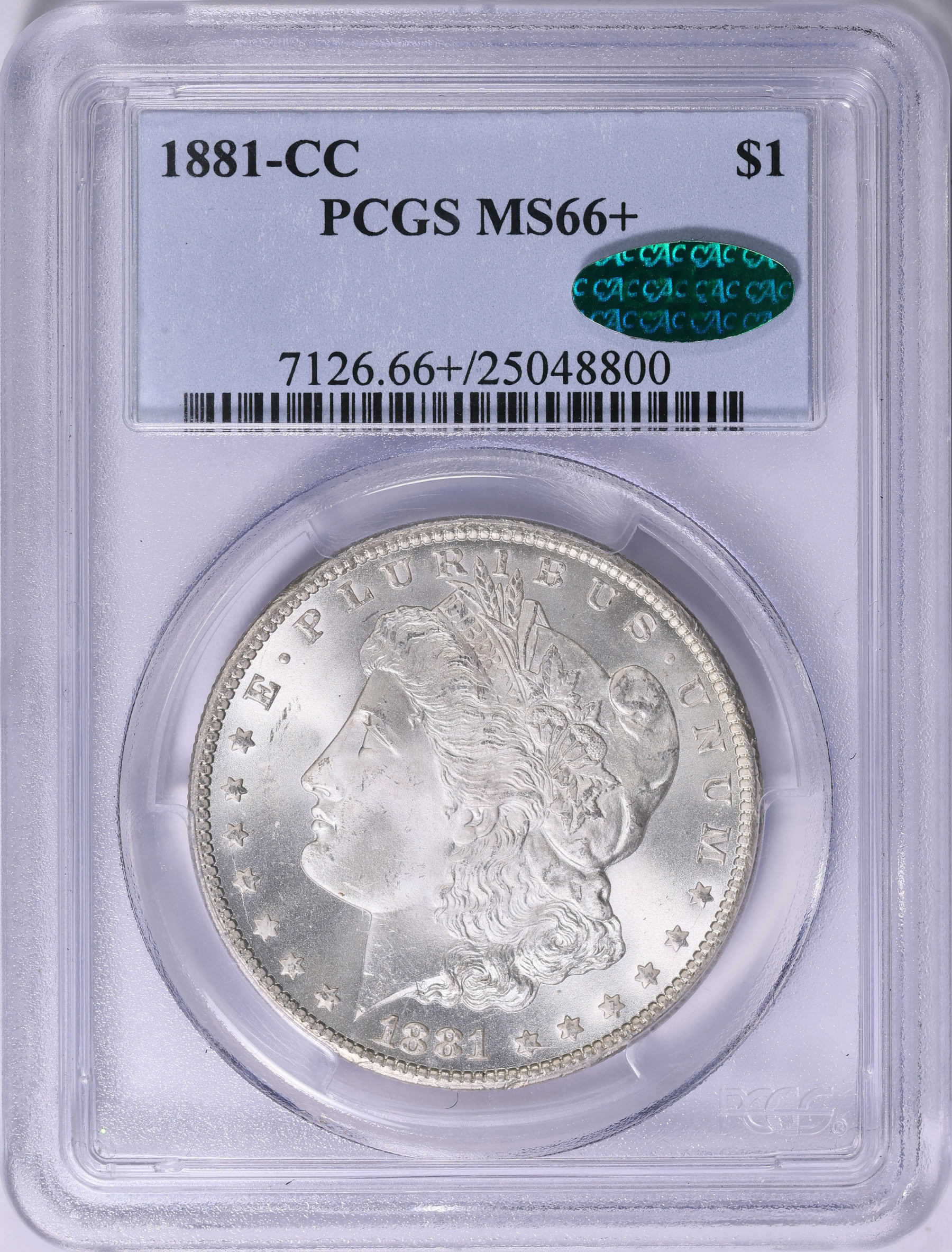 1881-CC Morgan Silver Dollar PCGS MS-66+ (CAC Green) (Item 1806634) | GreatCollections Coin Auctions