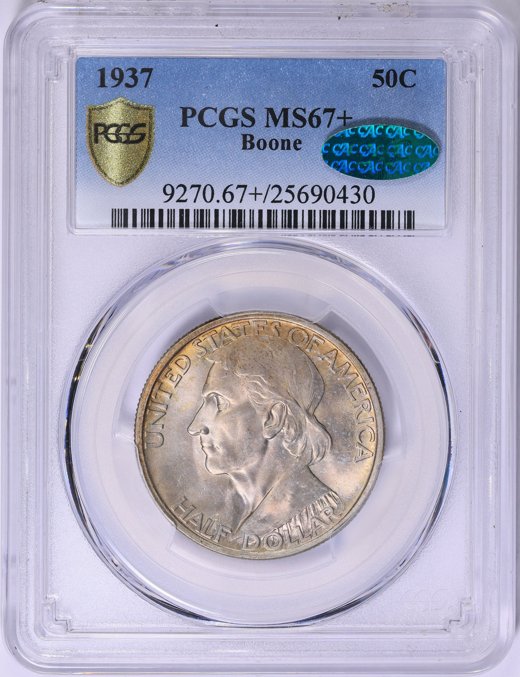 1937 Daniel Boone Bicentennial Half Dollar PCGS MS-67+ (CAC Green ...