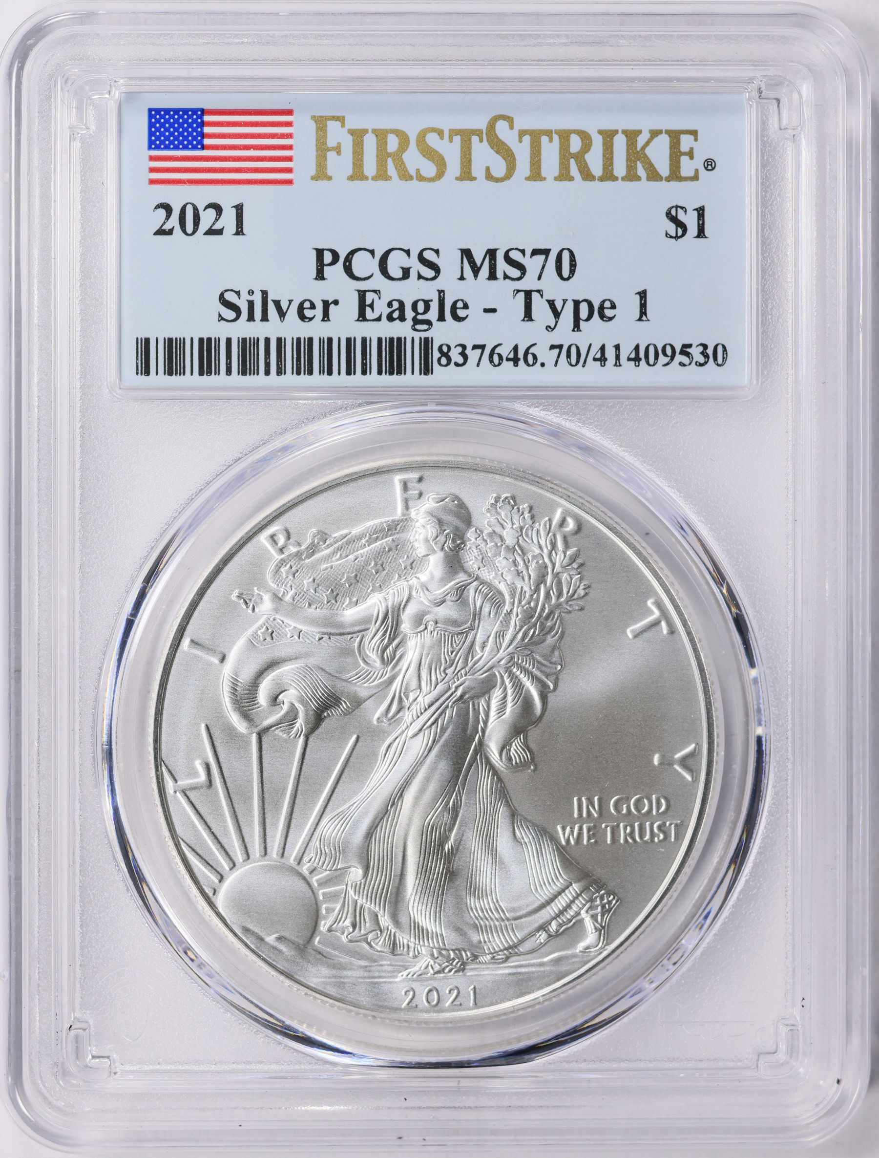 2021 $1 Silver Eagle Type 1 First Strike PCGS MS-70 (Item 1806688) | GreatCollections Coin Auctions
