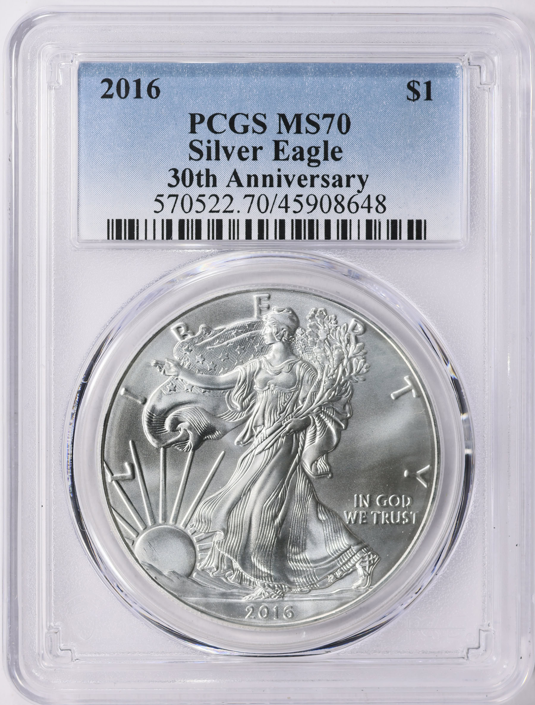 2016 $1 Silver Eagle 30th Anniversary PCGS MS-70 (Item 1806698) | GreatCollections Coin Auctions