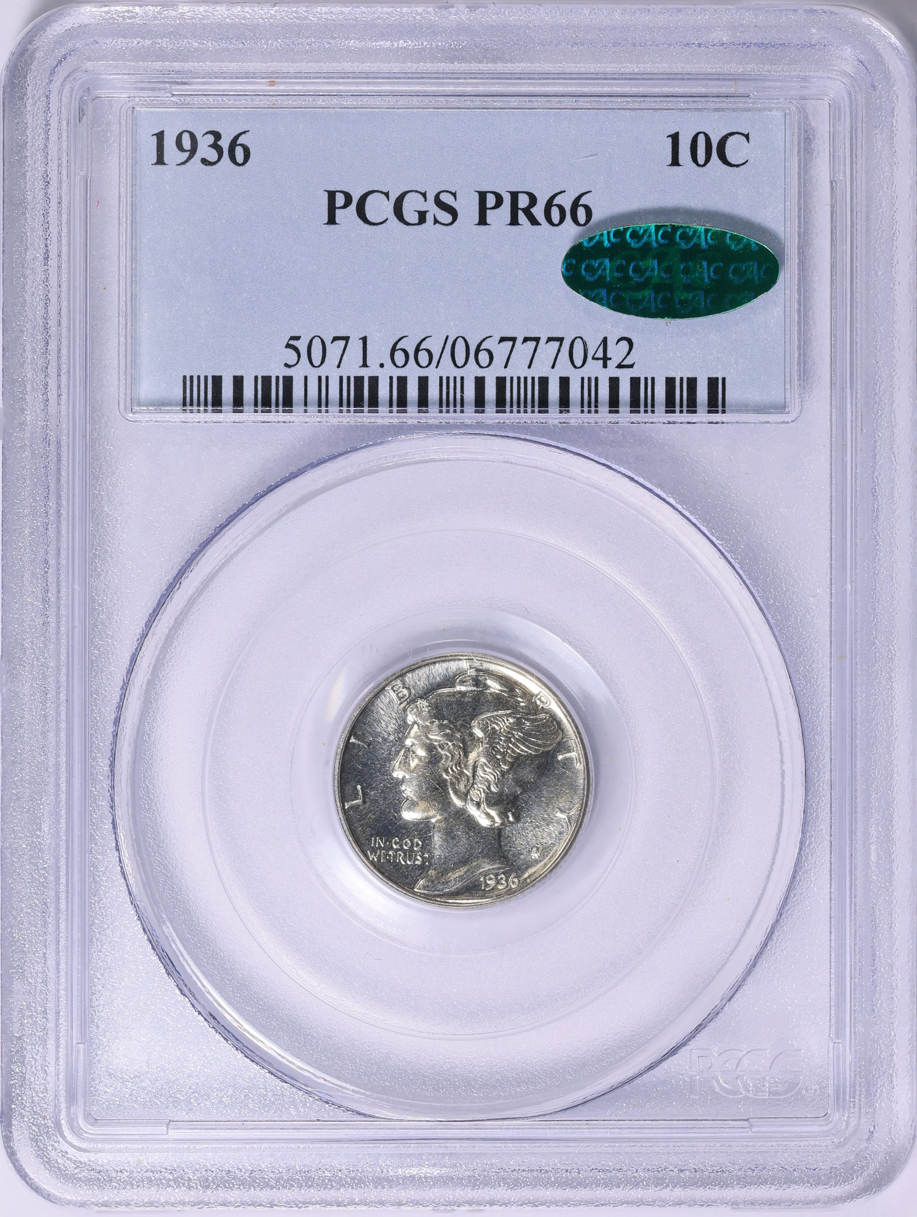 1936 Mercury Dime PCGS Proof-66 (CAC Green) (Item 1806972) | GreatCollections Coin Auctions