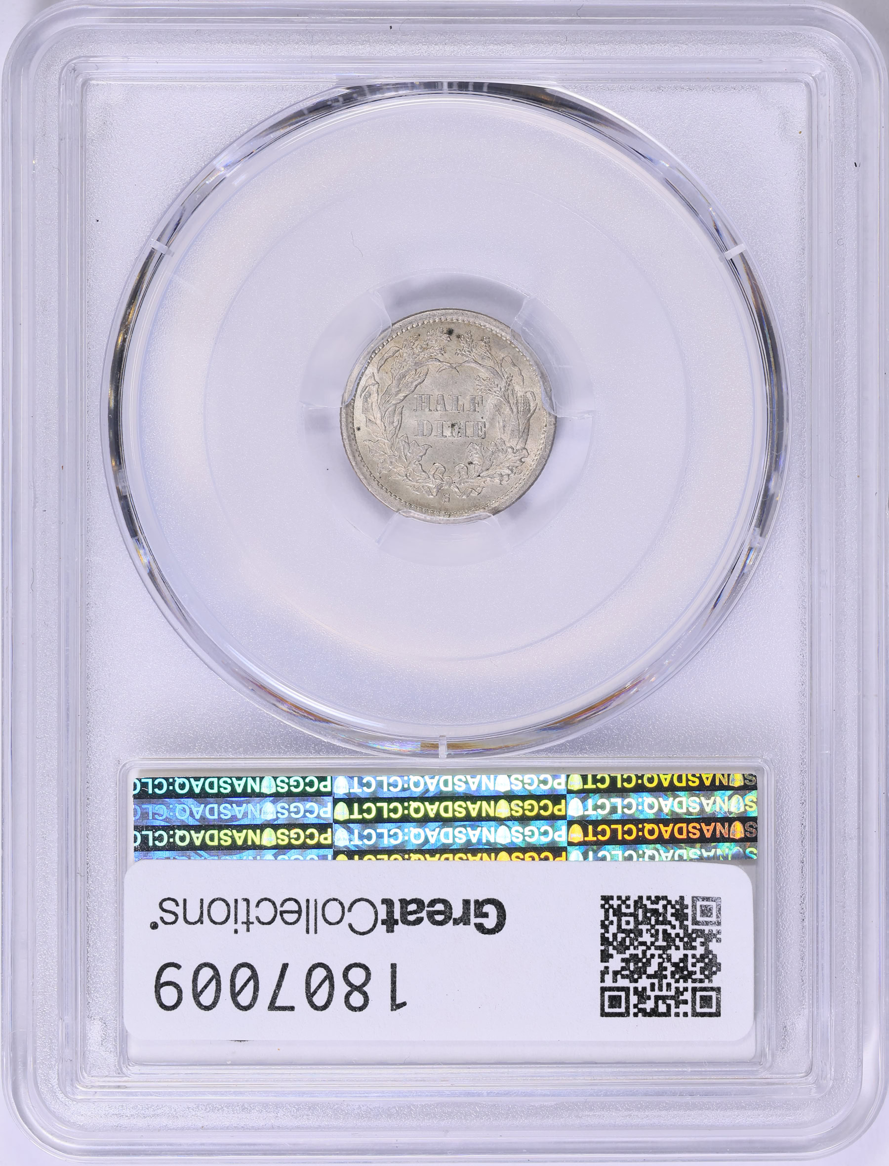1872-S Seated Liberty Half Dime Mintmark Below Bow PCGS MS-63 (Item 1807009) | GreatCollections ...