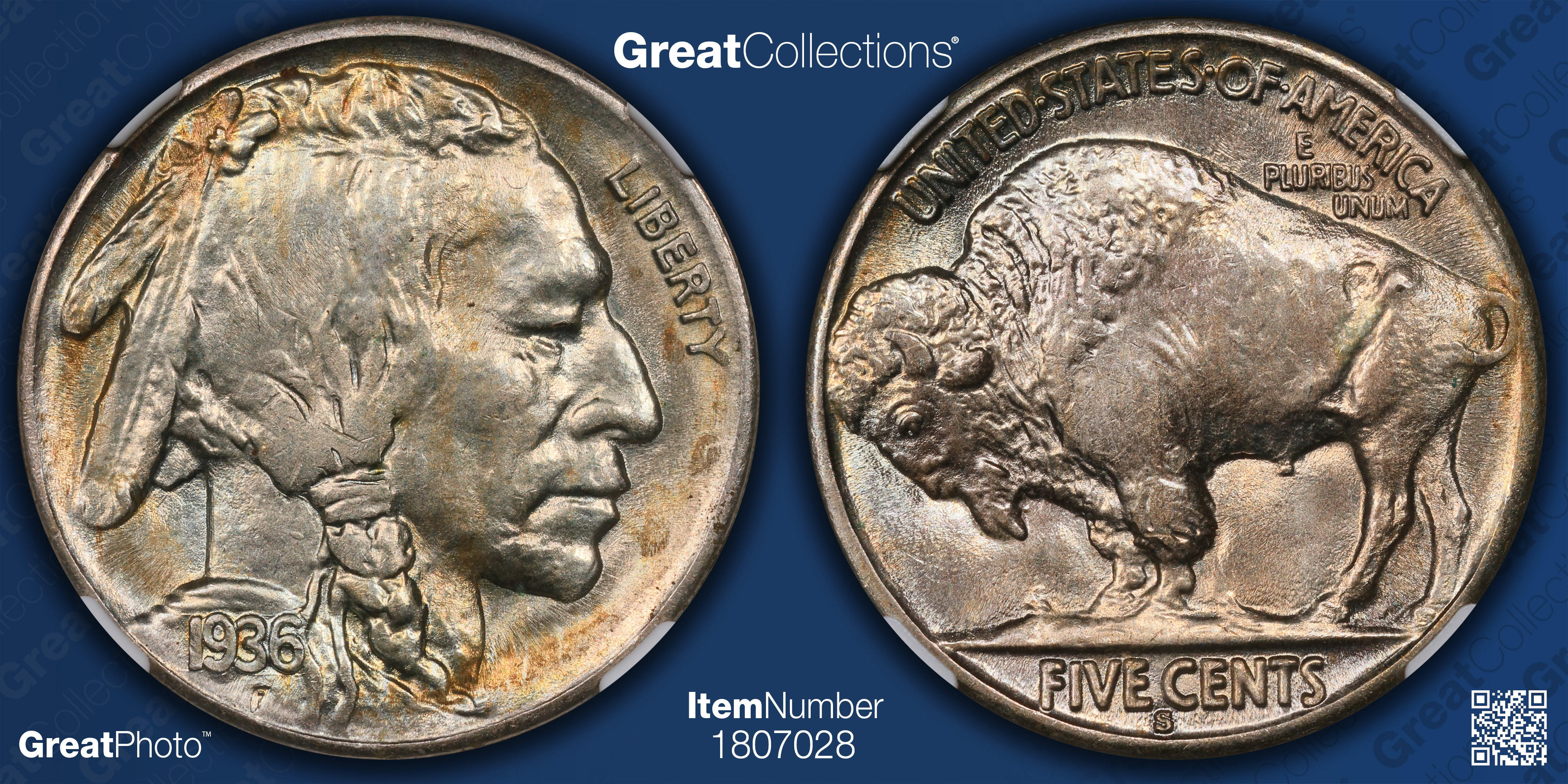 1936-S Buffalo Nickel NGC MS-66 (Item 1807028) | GreatCollections Coin ...