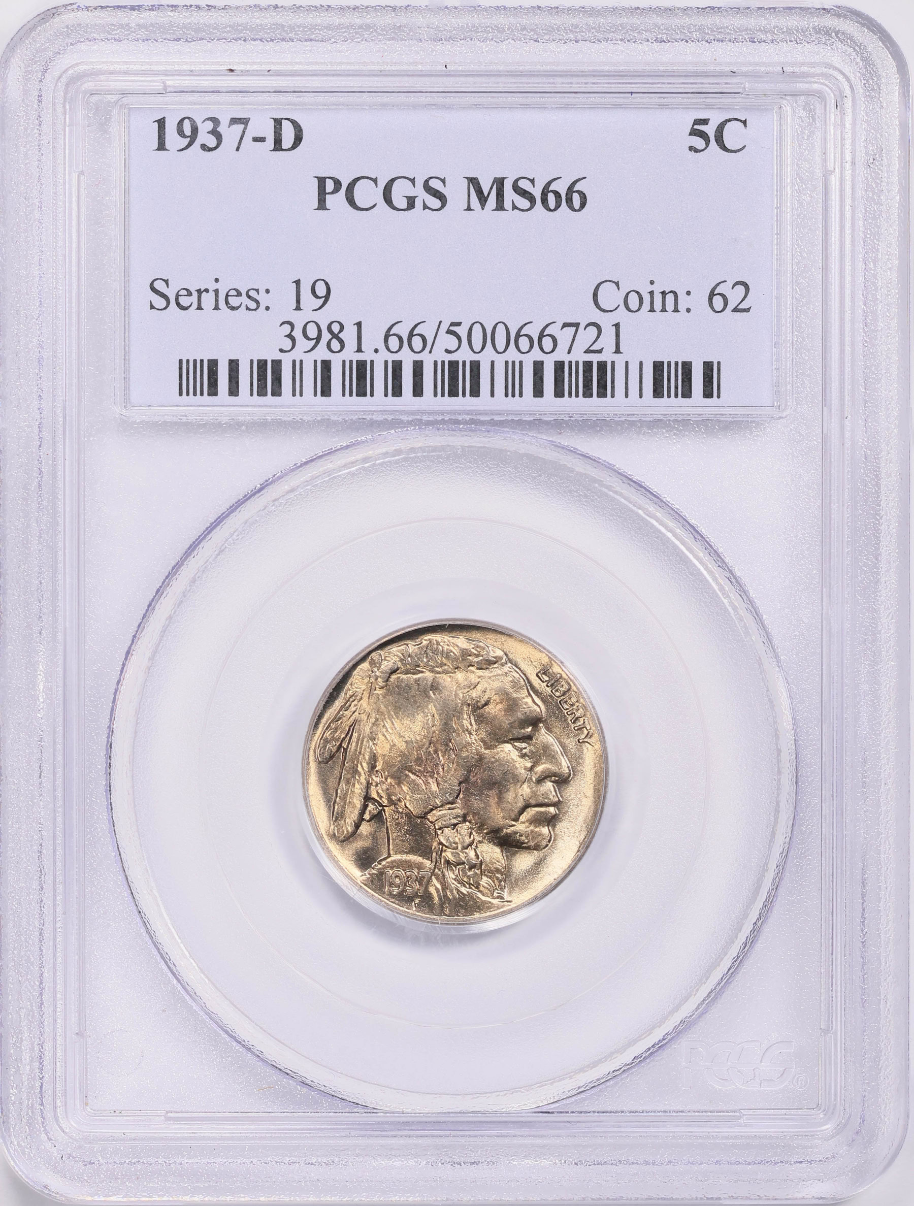 1937-D Buffalo Nickel PCGS MS-66 (Item 1807030) | GreatCollections Coin Auctions