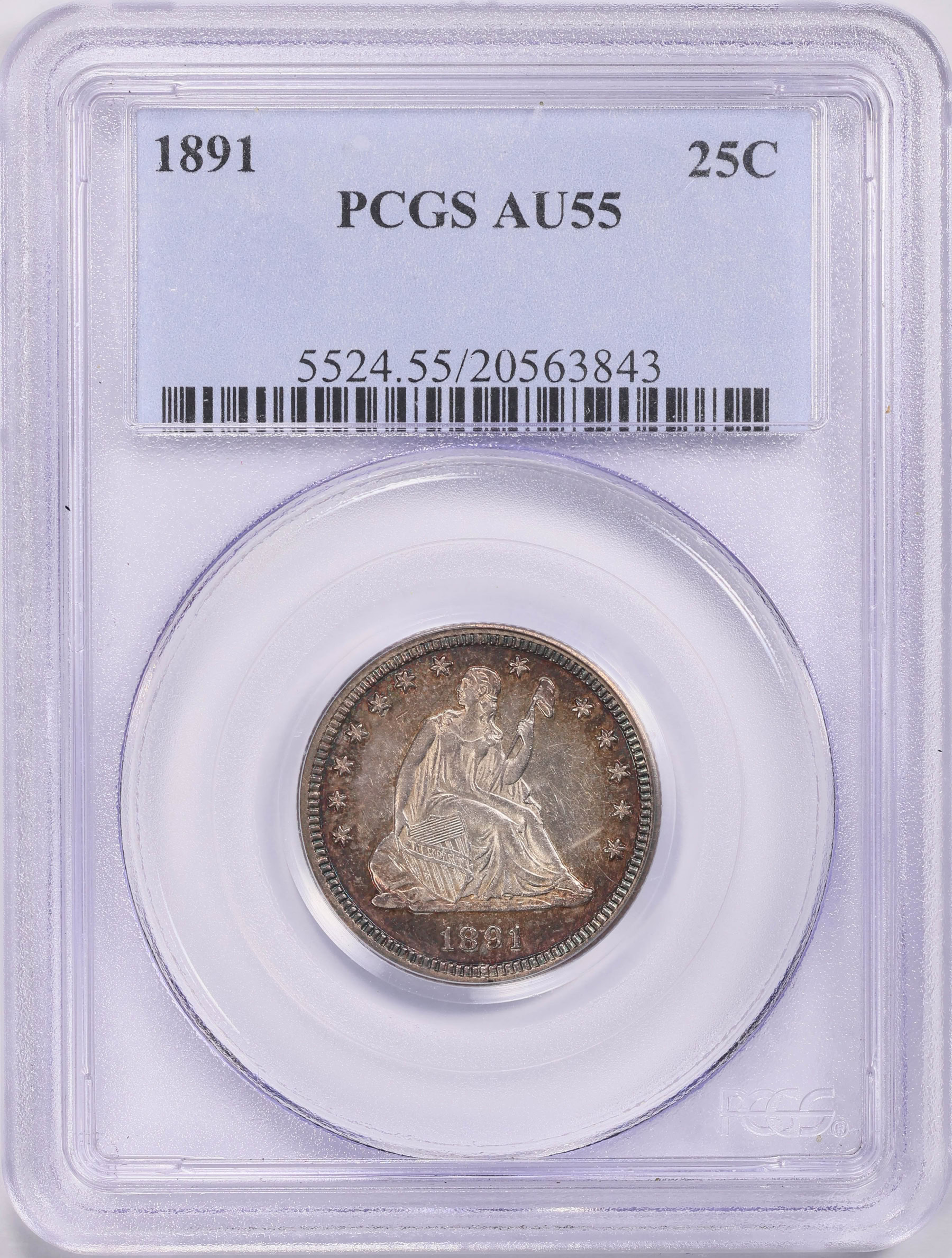 1891 Seated Liberty Quarter PCGS AU-55 (Toned) (Item 1807031 ...