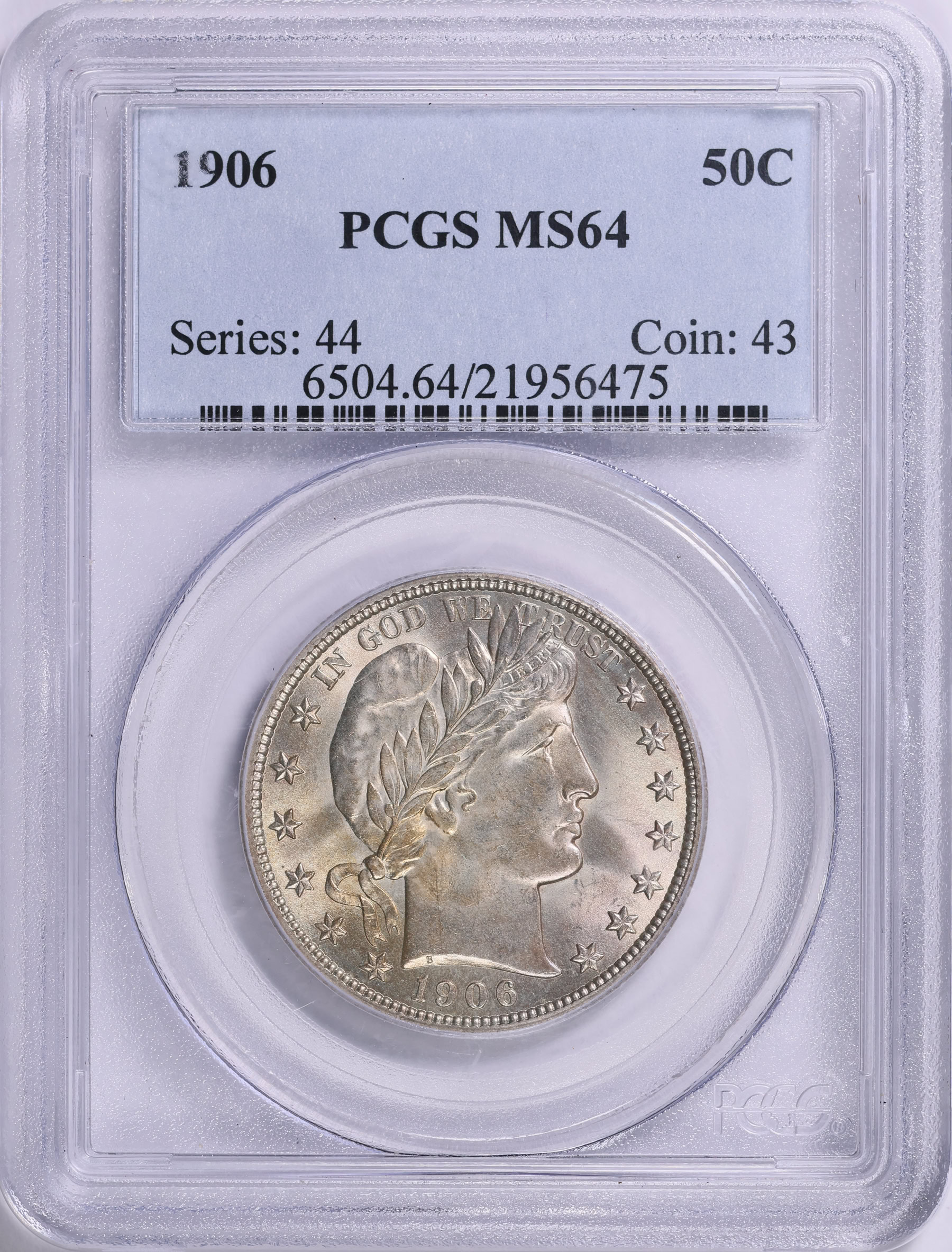 1906 Barber Half Dollar PCGS MS-64 (Item 1807213) | GreatCollections Coin Auctions