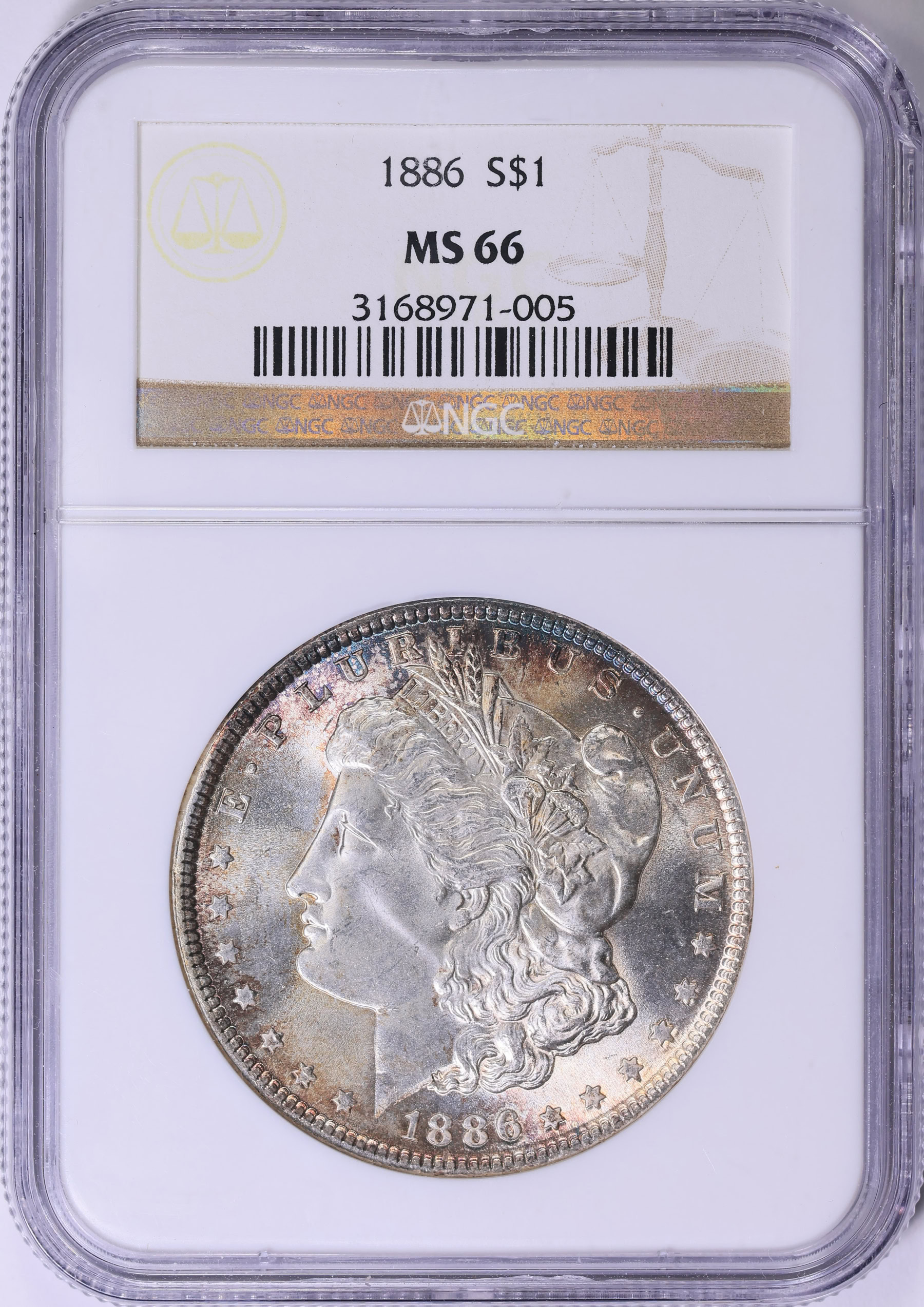1886 Morgan Silver Dollar NGC MS-66 (Toned) (Item 1807233) | GreatCollections Coin Auctions