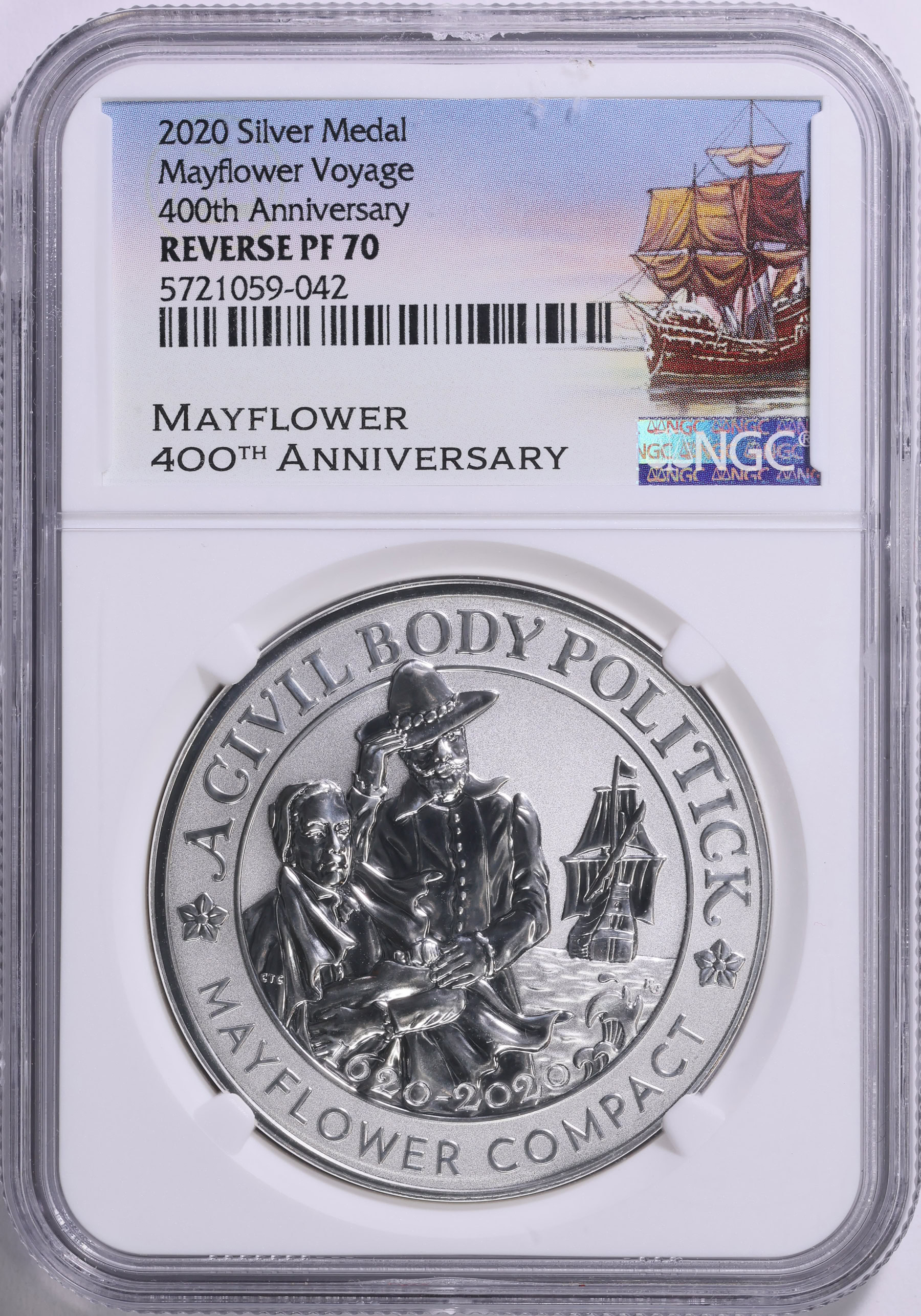 2020 U.S. Mint Medal Mayflower Voyage 400th Anniversary Silver Reverse ...