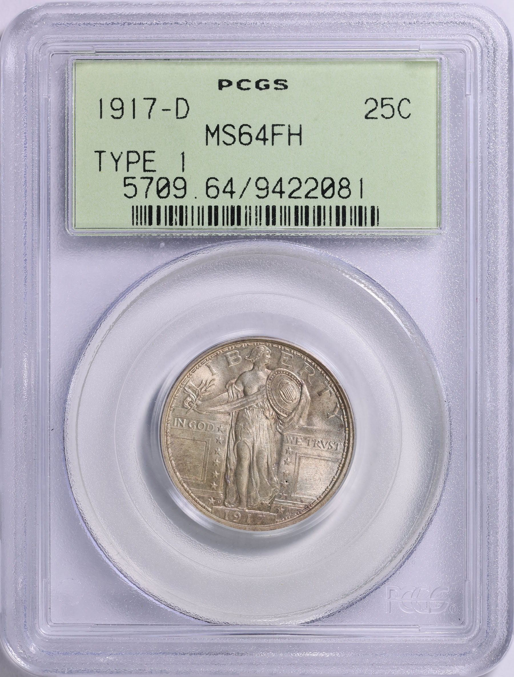 1917-D Standing Liberty Quarter Type 1 PCGS MS-64 FH OGH (Item 1807246) | GreatCollections Coin ...