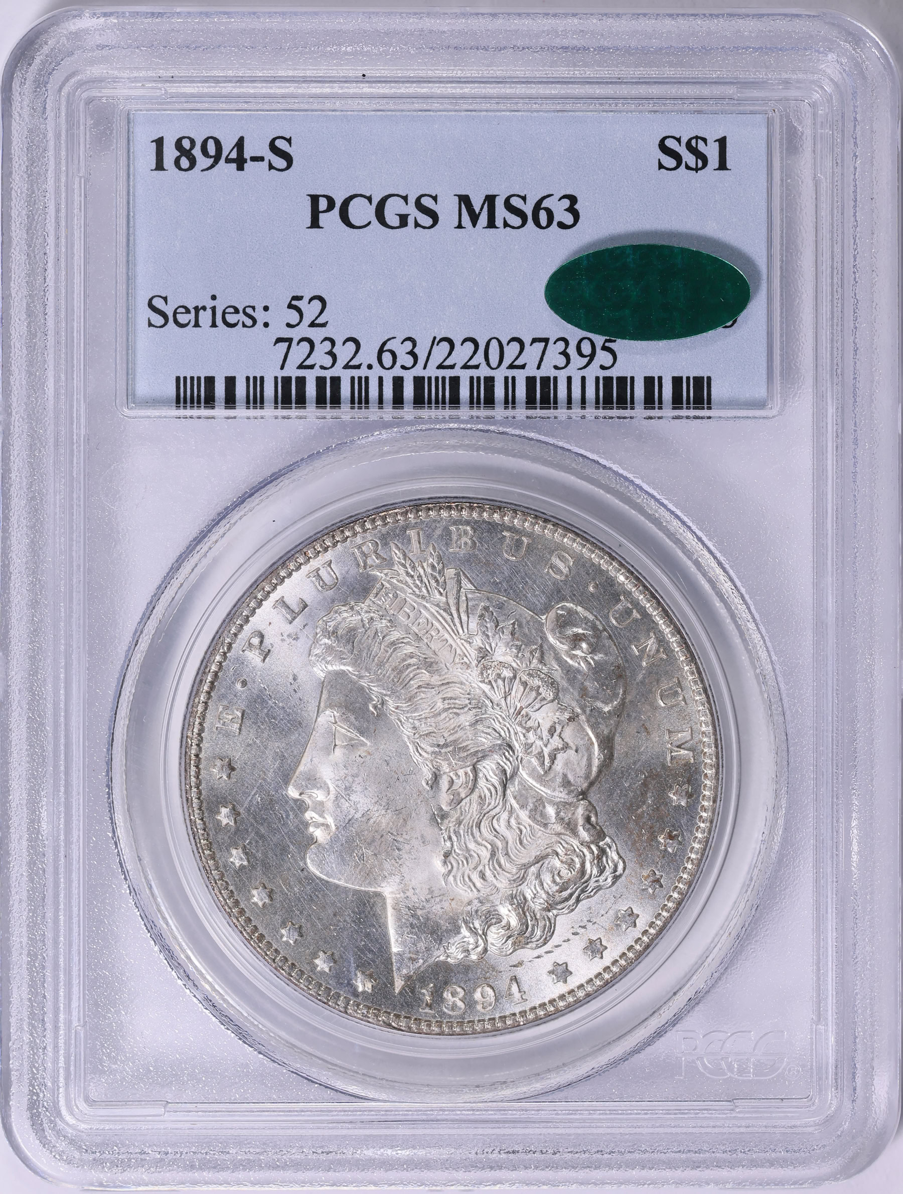 1894-S Morgan Silver Dollar PCGS MS-63 (CAC Green) (Item 1807250) | GreatCollections Coin Auctions