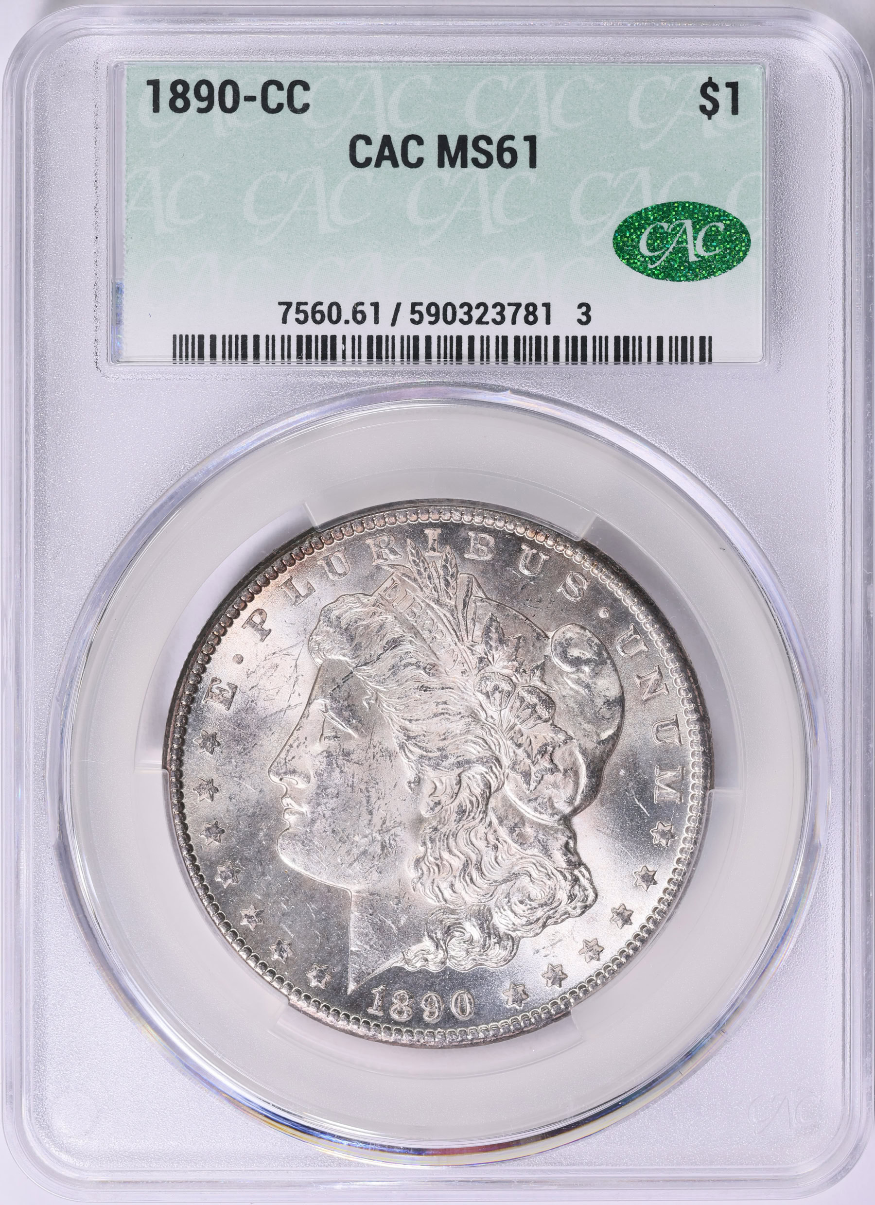 1890-CC Morgan Silver Dollar CACG MS-61 (Item 1807255) | GreatCollections Coin Auctions