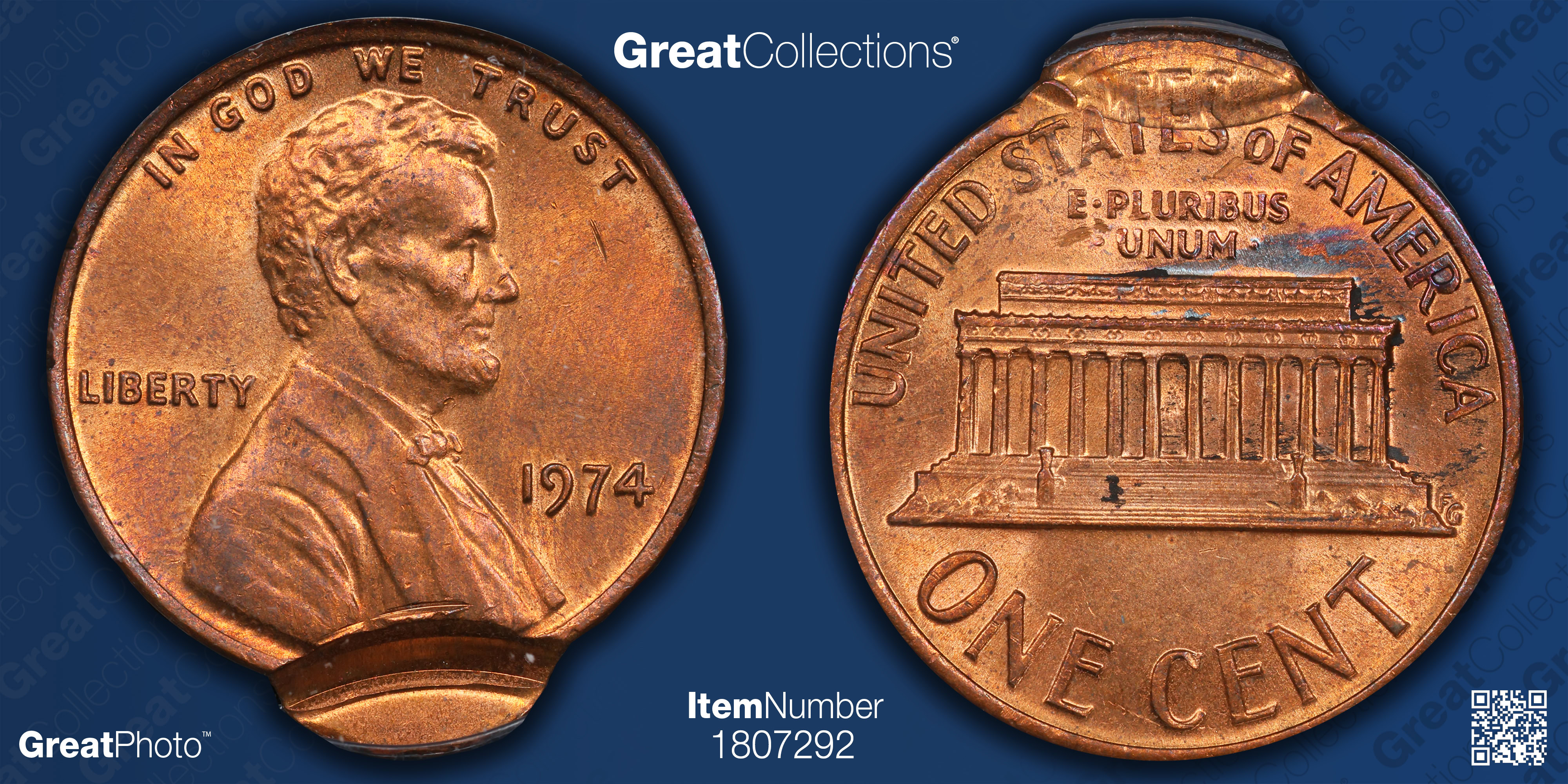 Mint Error 1974-D Lincoln Cent Double Struck 2nd Strike 95% Off-Center ...