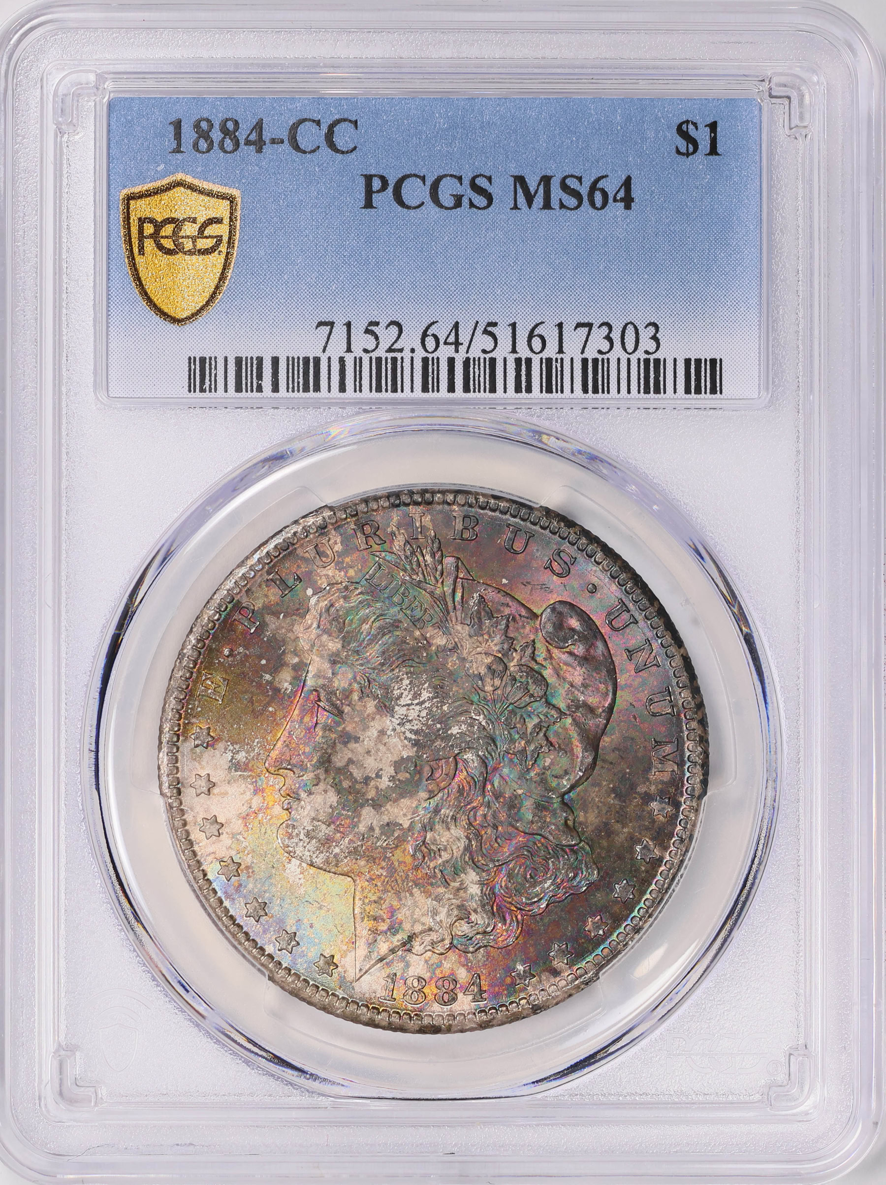 1884-CC Morgan Silver Dollar PCGS MS-64 (Toned) (Item 1807539) | GreatCollections Coin Auctions