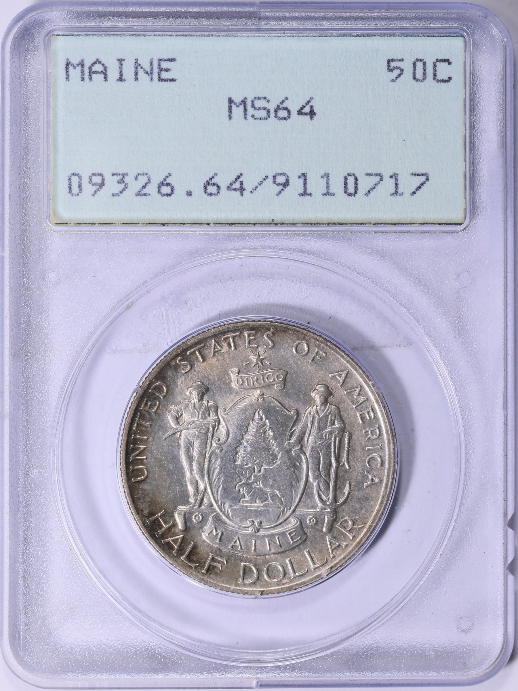 1920 Maine Centennial Half Dollar PCGS MS-64 OGH (1st Gen) (Toned ...