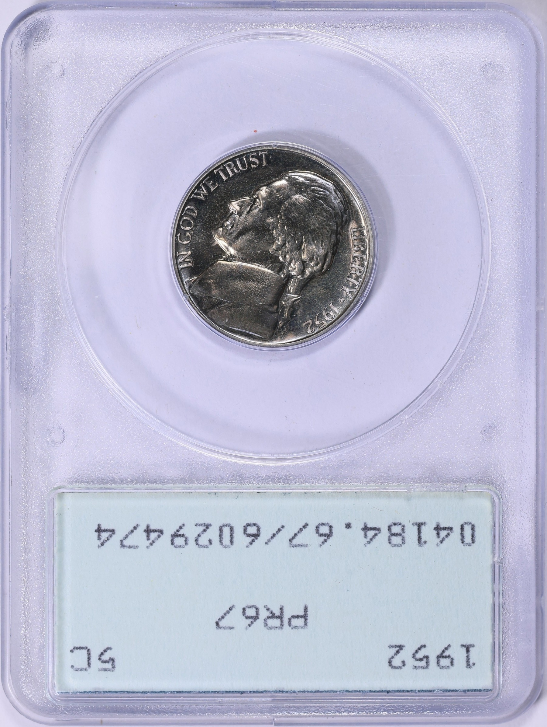 1952 Jefferson Nickel PCGS Proof-67 OGH (1st Gen) (Item 1807678) | GreatCollections Coin Auctions
