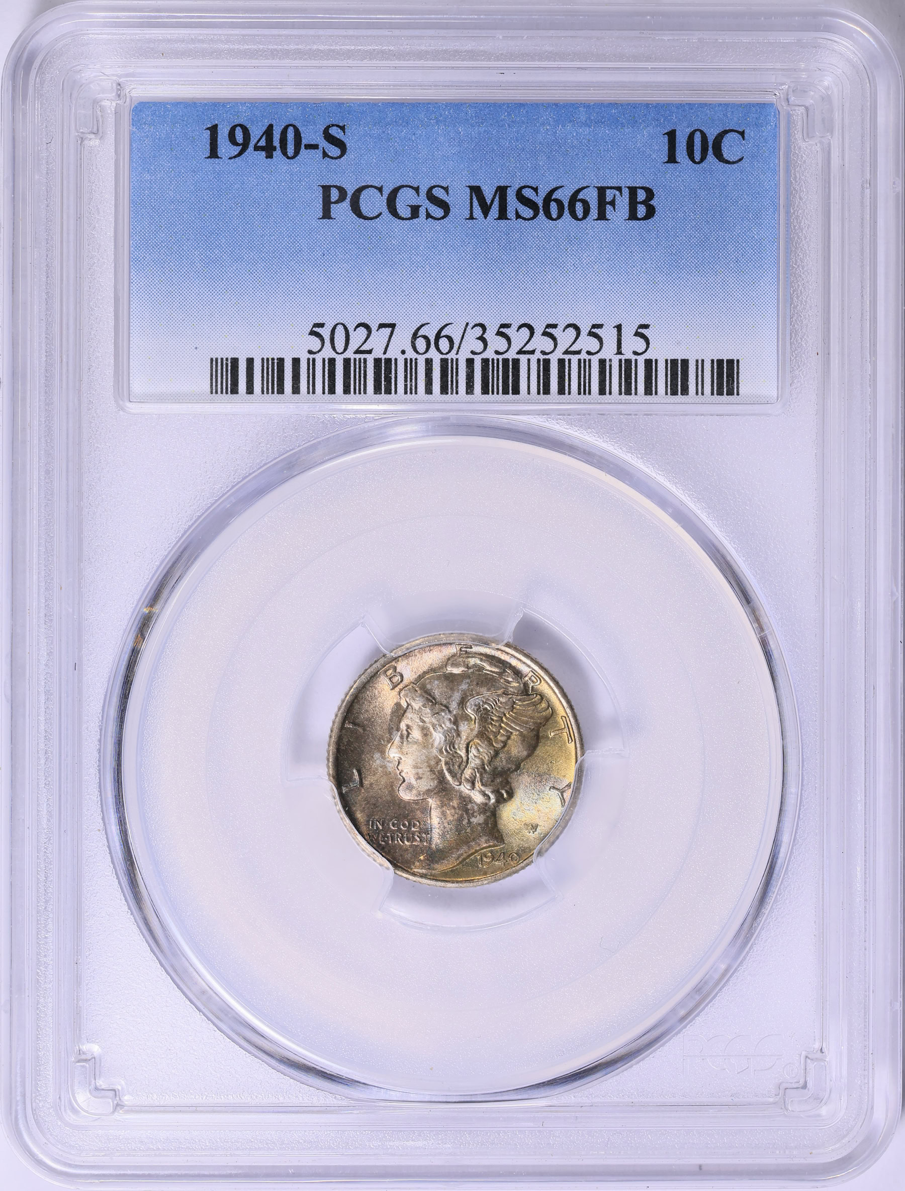 1940-S Mercury Dime PCGS MS-66 FB (Toned) (Item 1807694) | GreatCollections Coin Auctions