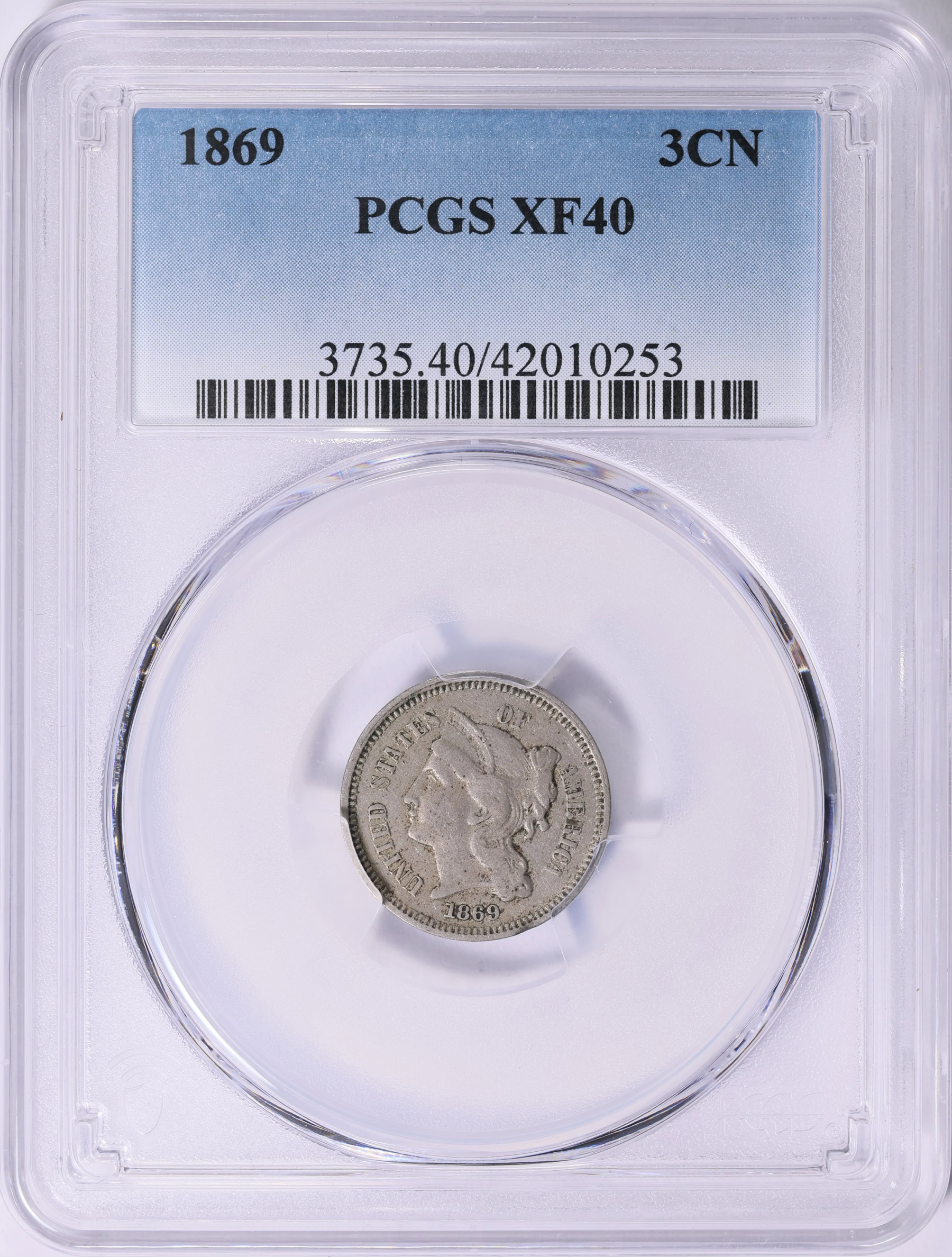 1869 Nickel Three-Cent Piece PCGS XF-40 (Item 1807701 ...