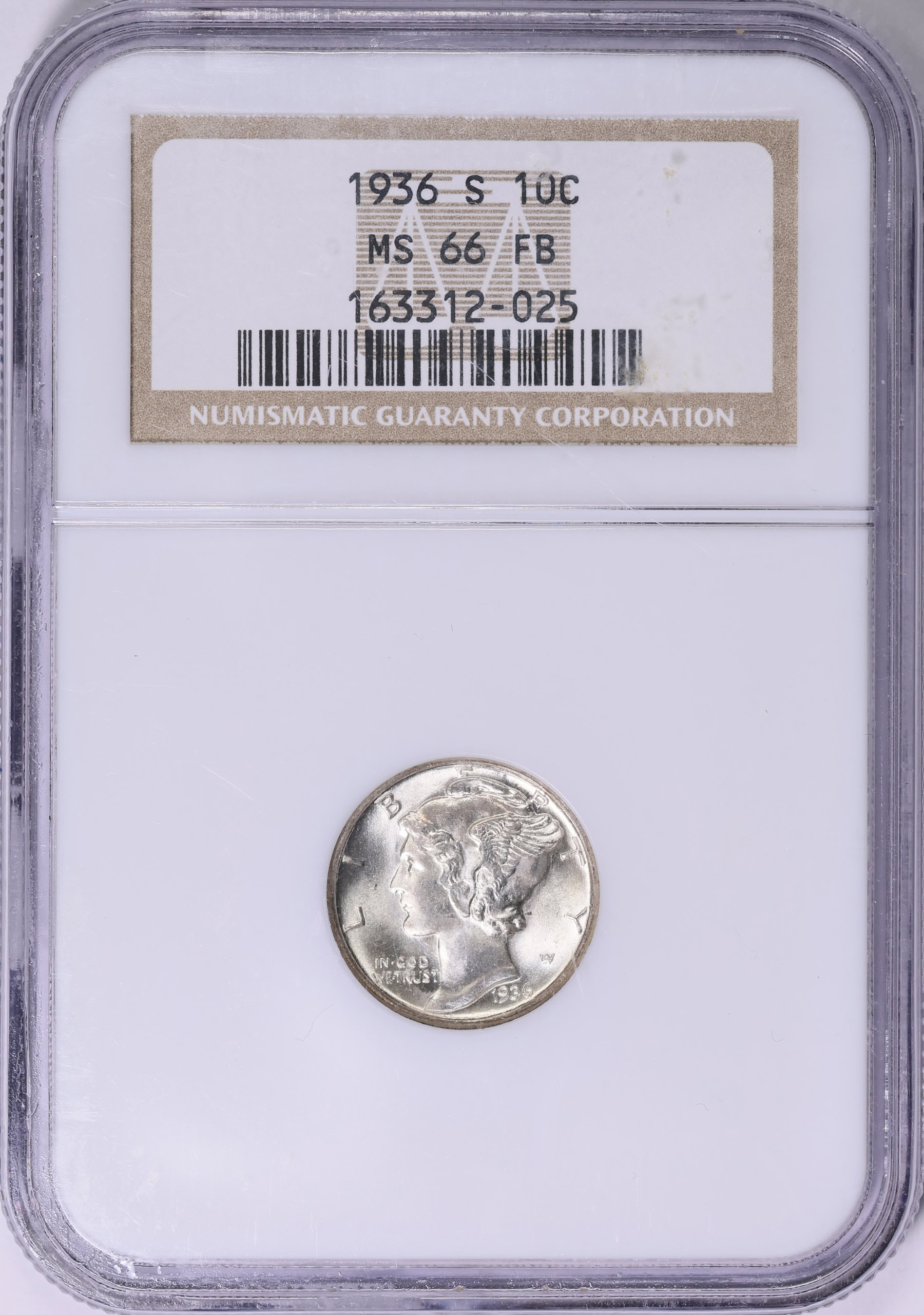 1936-S Mercury Dime NGC MS-66 FB (Item 1807733) | GreatCollections Coin Auctions