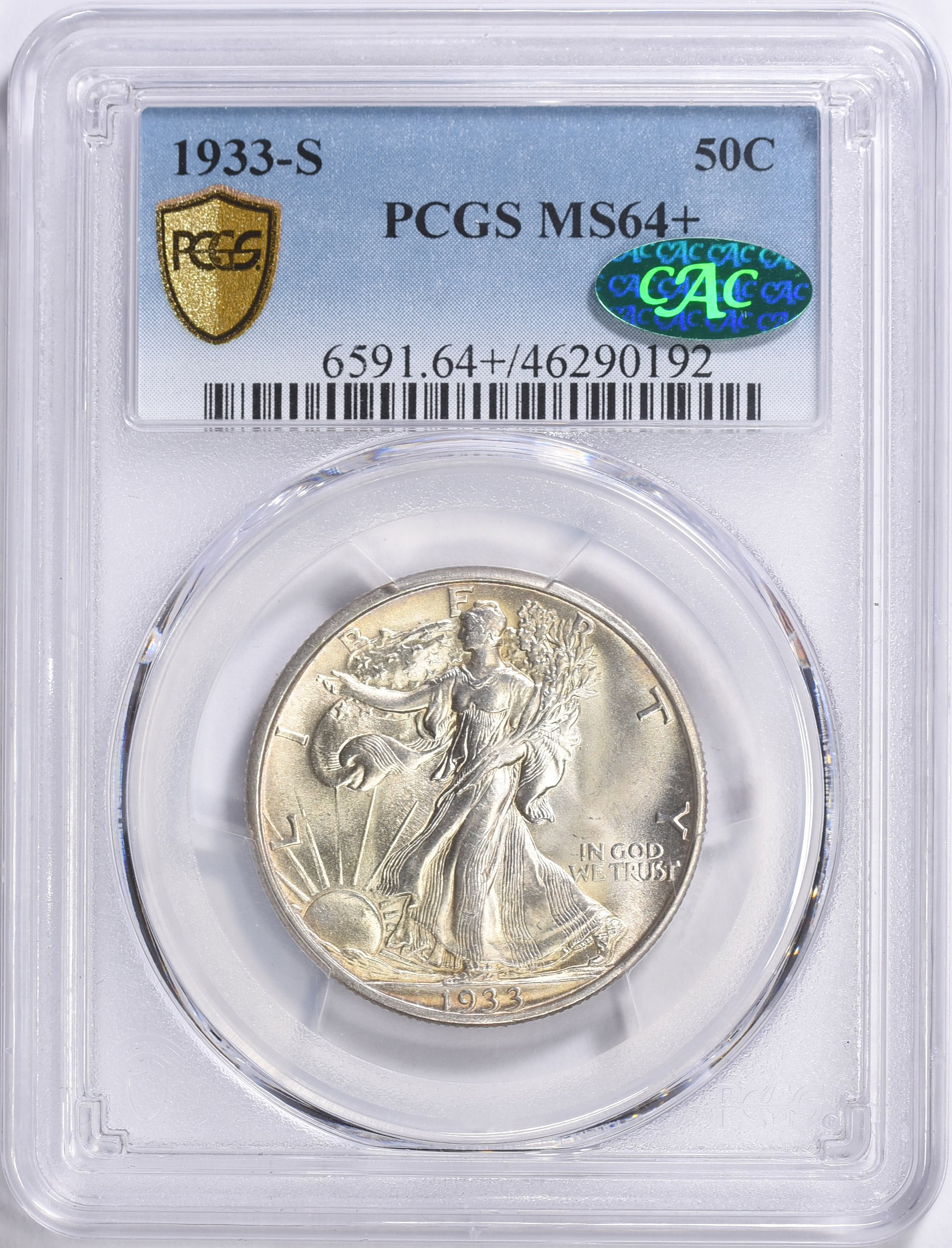 1933-S Walking Liberty Half Dollar PCGS MS-64+ (CAC Green) (Item 1807905) | GreatCollections ...