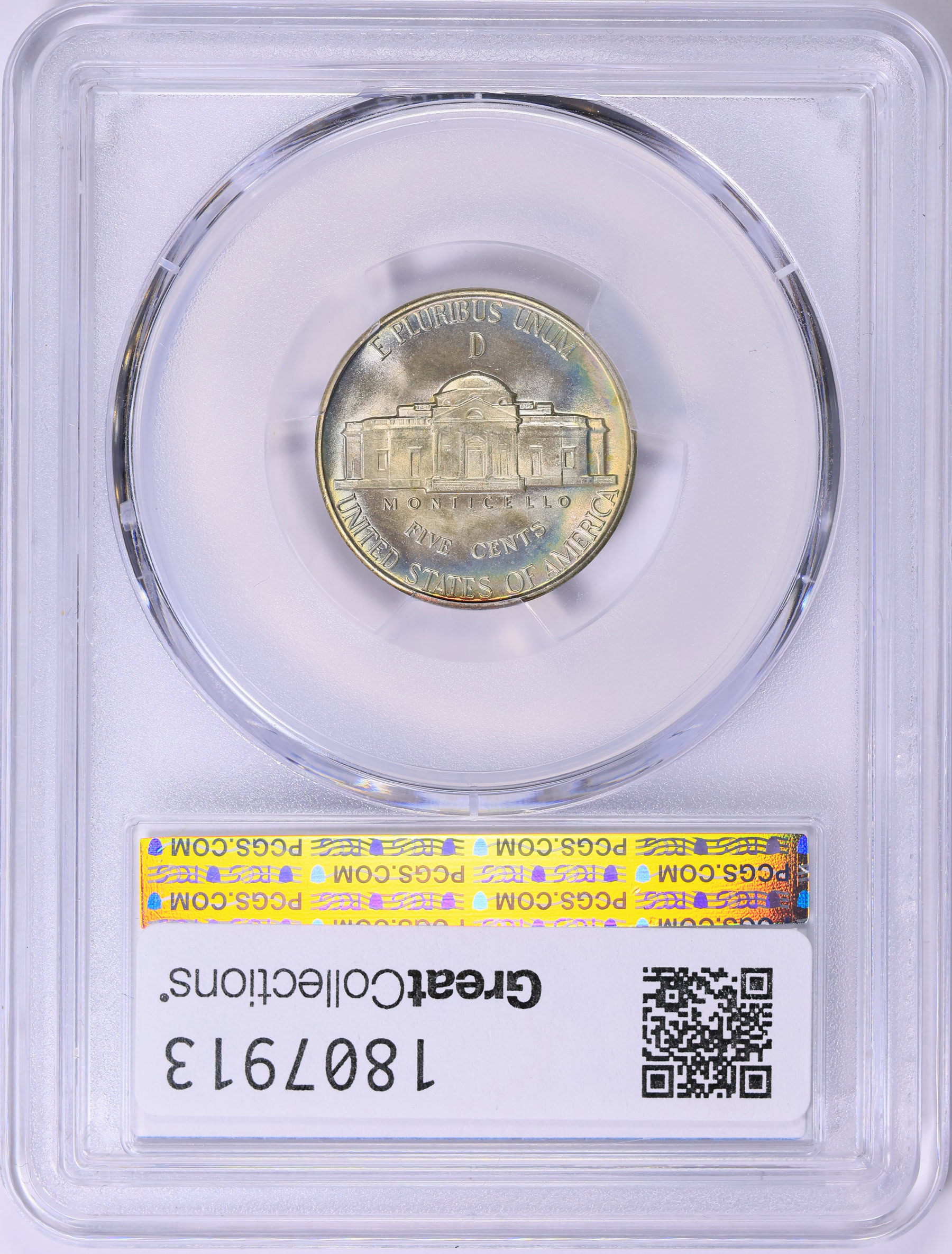 1944-D Jefferson Nickel PCGS MS-67 FS (Toned) (Item 1807913) | GreatCollections Coin Auctions