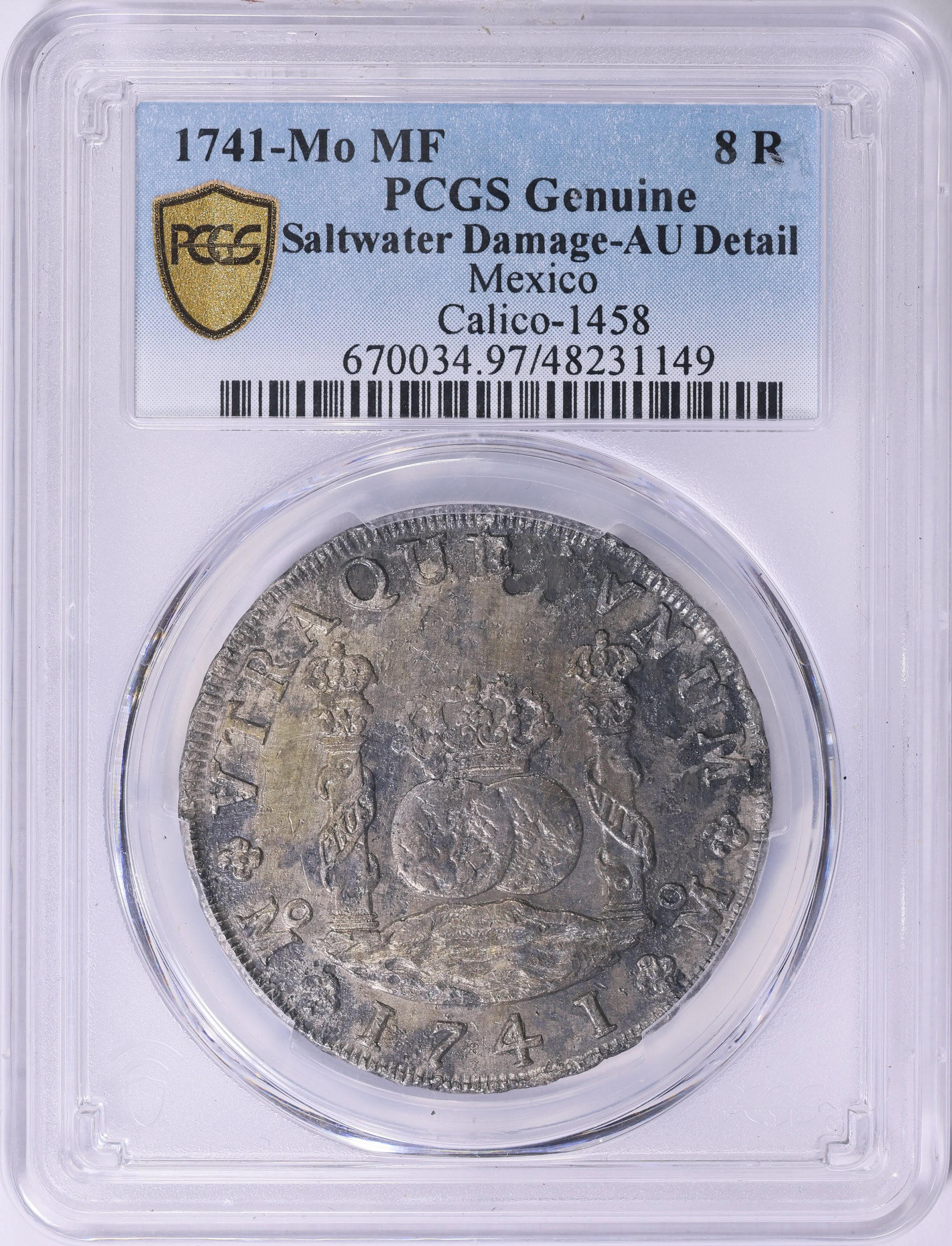 Mexico 1741-Mo MF Silver 8 Reales KM-103 PCGS Genuine AU Details (Item 1807927 ...