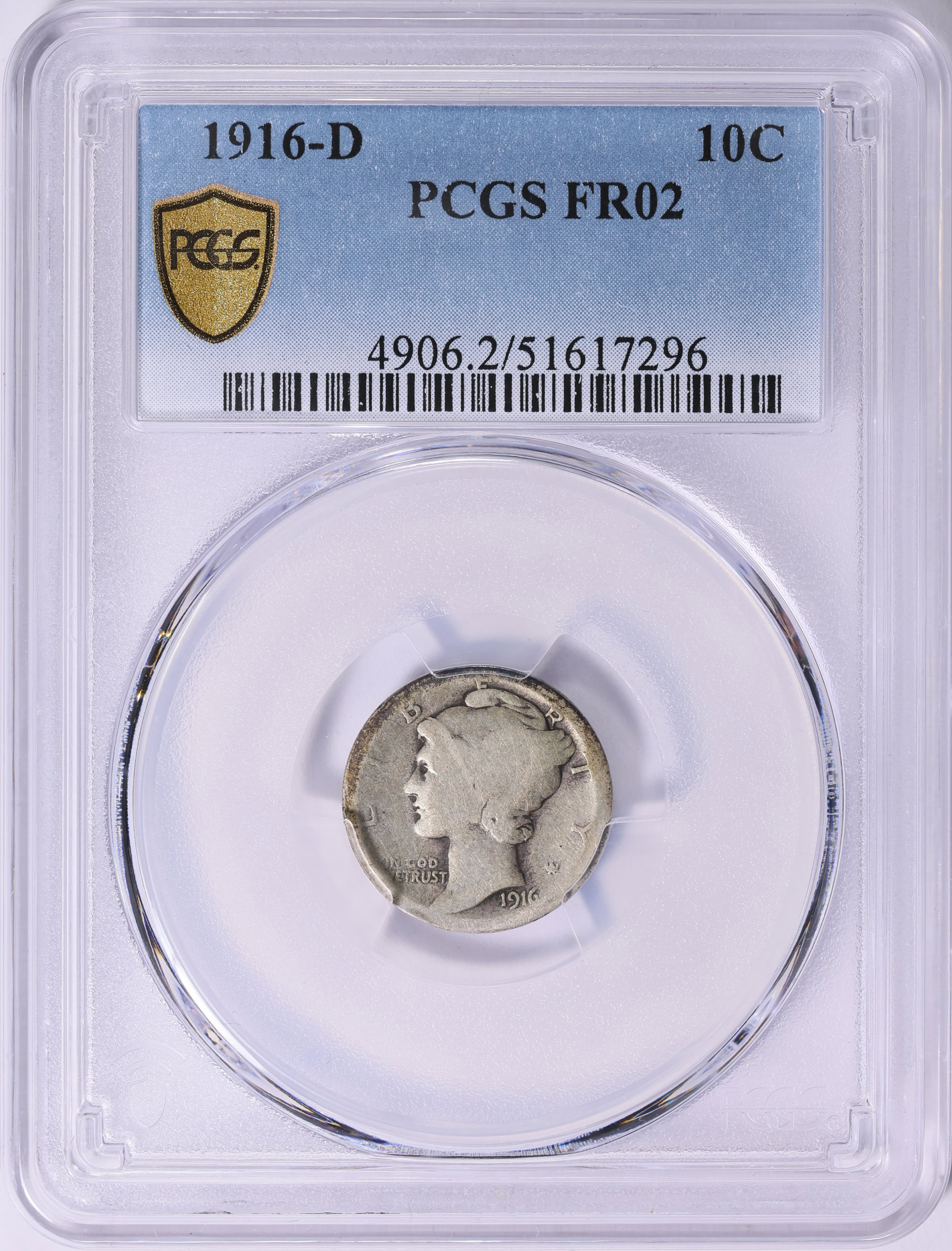 1916-D Mercury Dime PCGS FR-02 (Item 1807975) | GreatCollections Coin Auctions