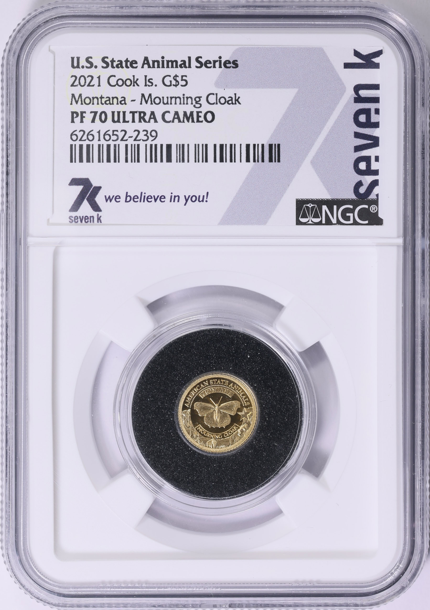 Cook Islands 2021 Gold $5 U.S. State Animal Series Montana Mourning ...