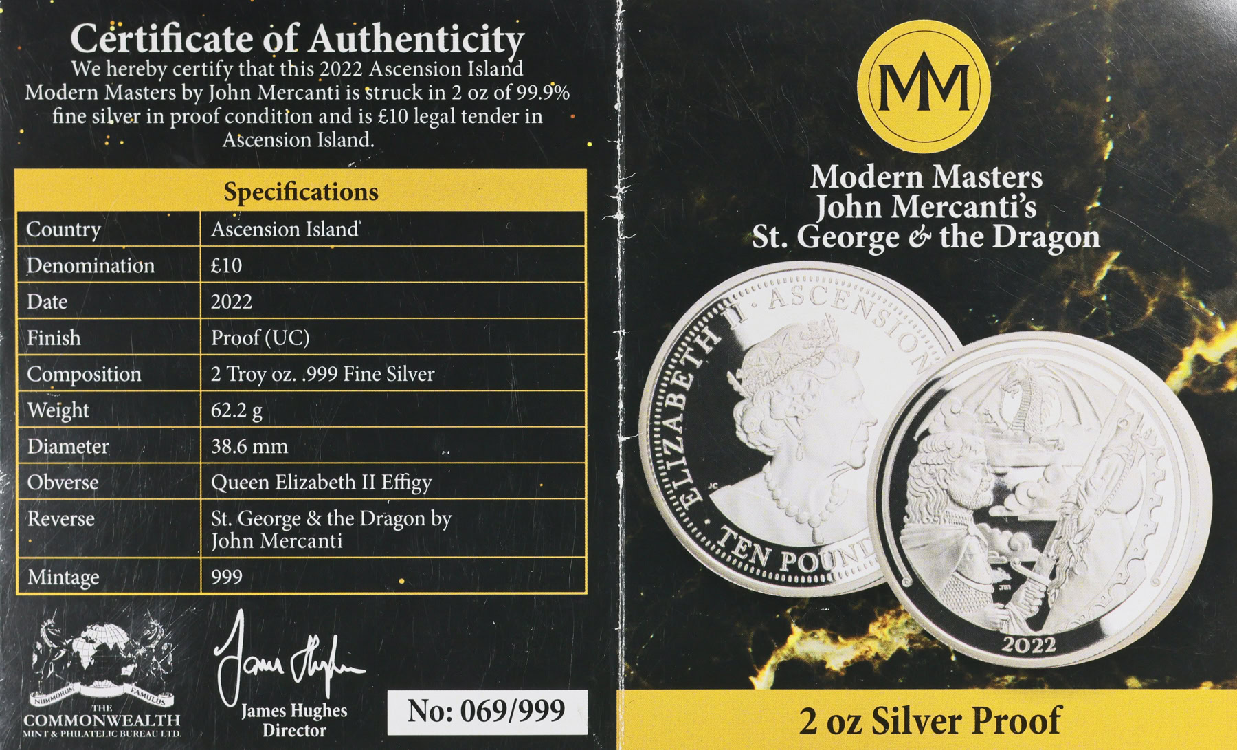 Ascension Island 2022 Silver £10 Modern Masters St. George and the ...
