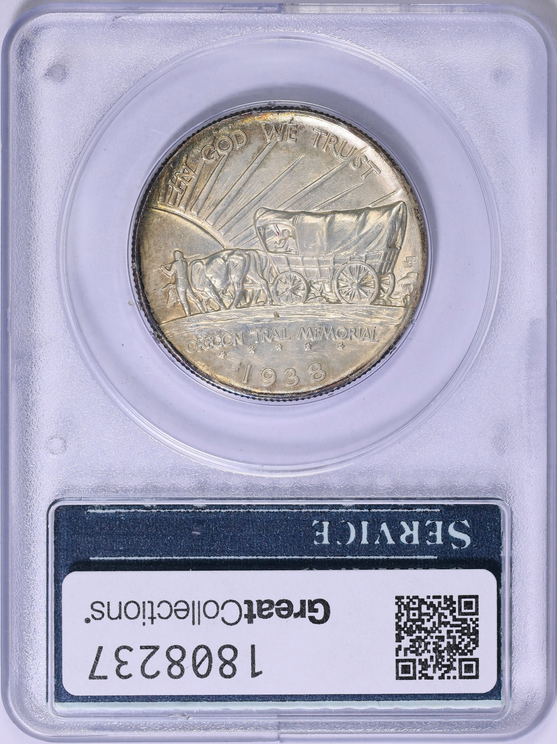 1938-S Oregon Trail Memorial Half Dollar PCGS MS-63 OGH (1st Gen) (Toned) (Item 1808237 ...