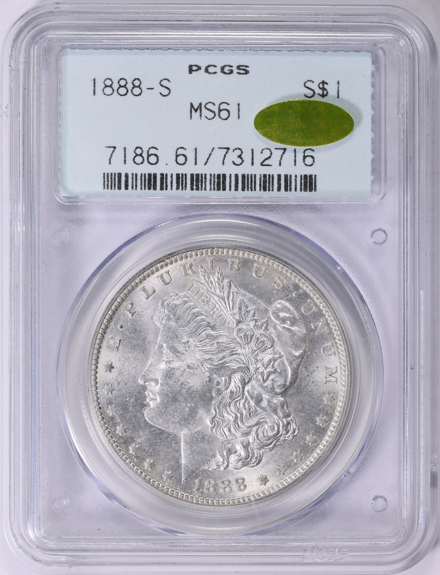 1888-S Morgan Silver Dollar PCGS MS-61 (CAC Gold) OGH (2nd Gen) (Item 1808238 ...