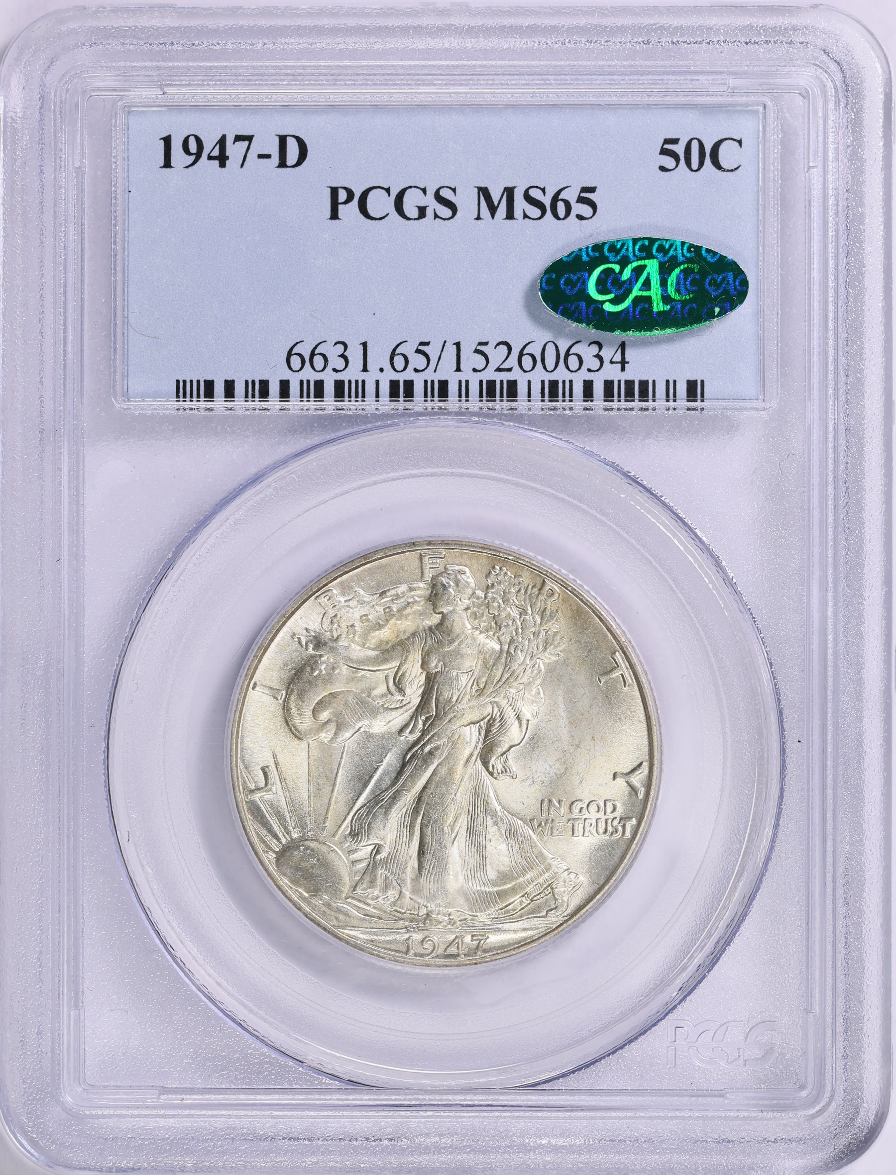 1947-D Walking Liberty Half Dollar PCGS MS-65 (CAC Green) (Item 1808258) | GreatCollections Coin ...