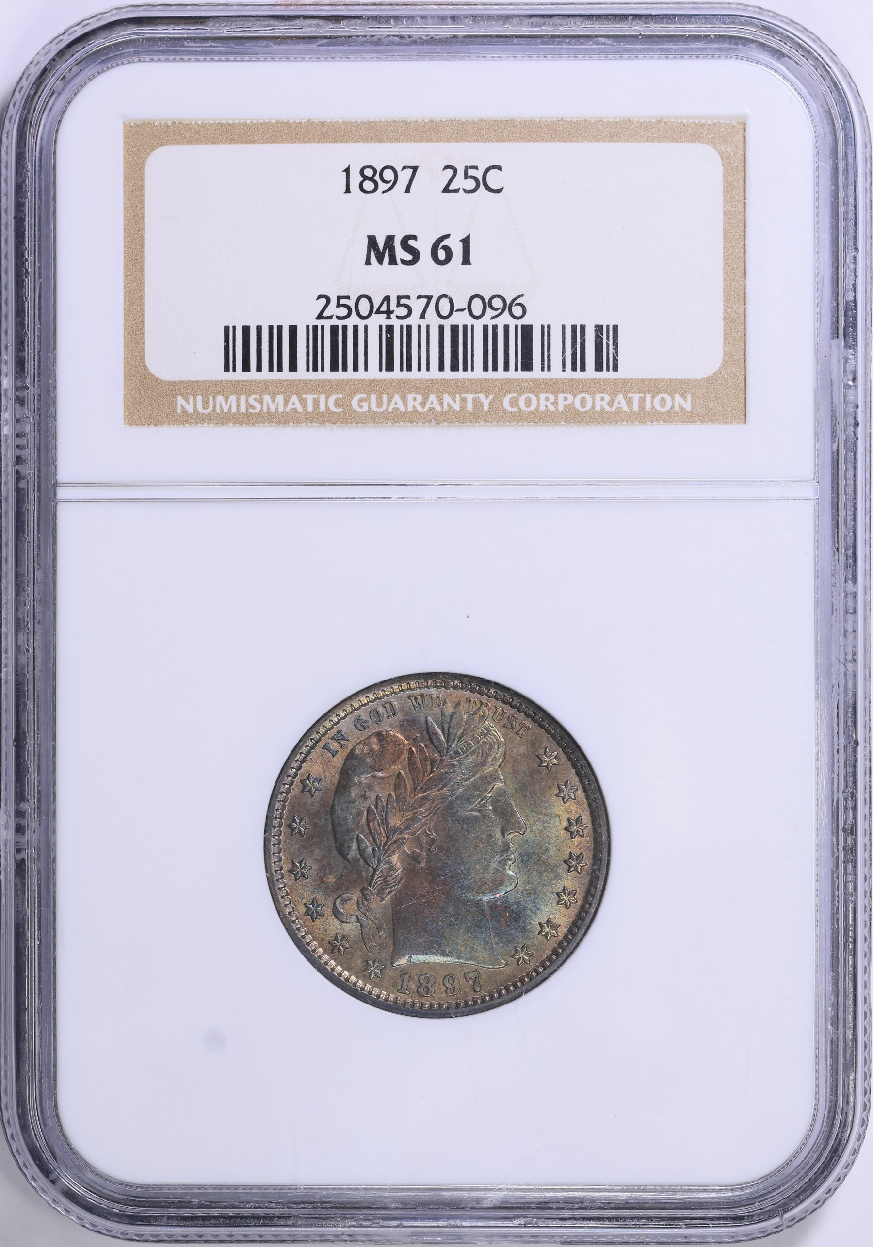 1897 Barber Quarter NGC MS-61 (Toned) (Item 1808288) | GreatCollections Coin Auctions