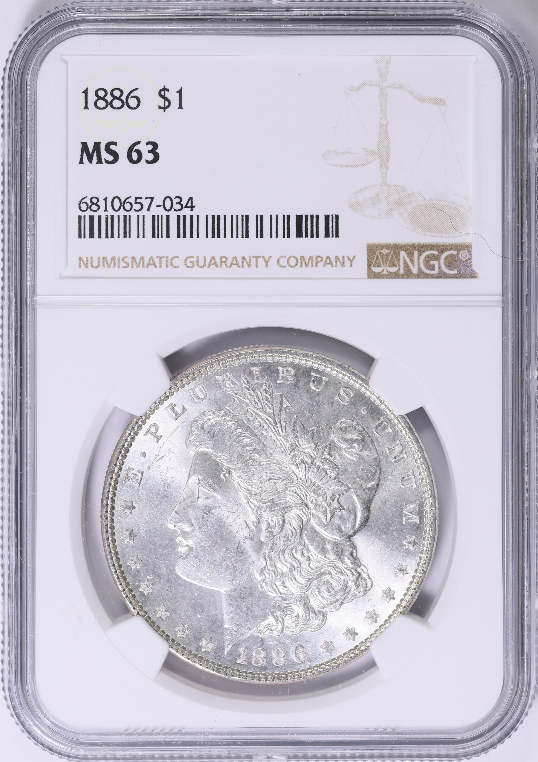 1886 Morgan Silver Dollar NGC MS-63 (Item 1808297) | GreatCollections Coin Auctions