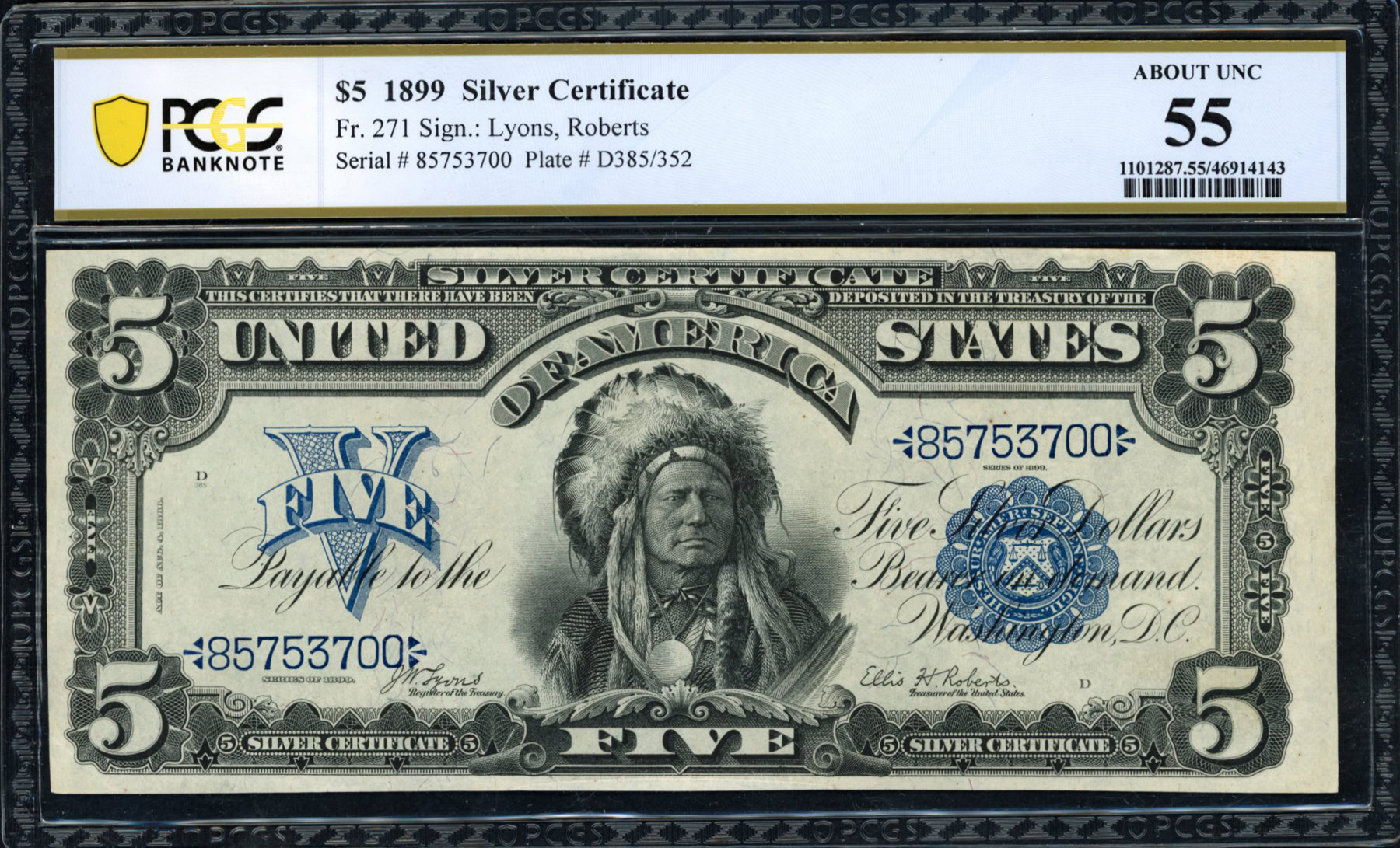 Fr. 271 1899 $5 Silver Certificate Note Lyons / Roberts PCGS Banknote ...
