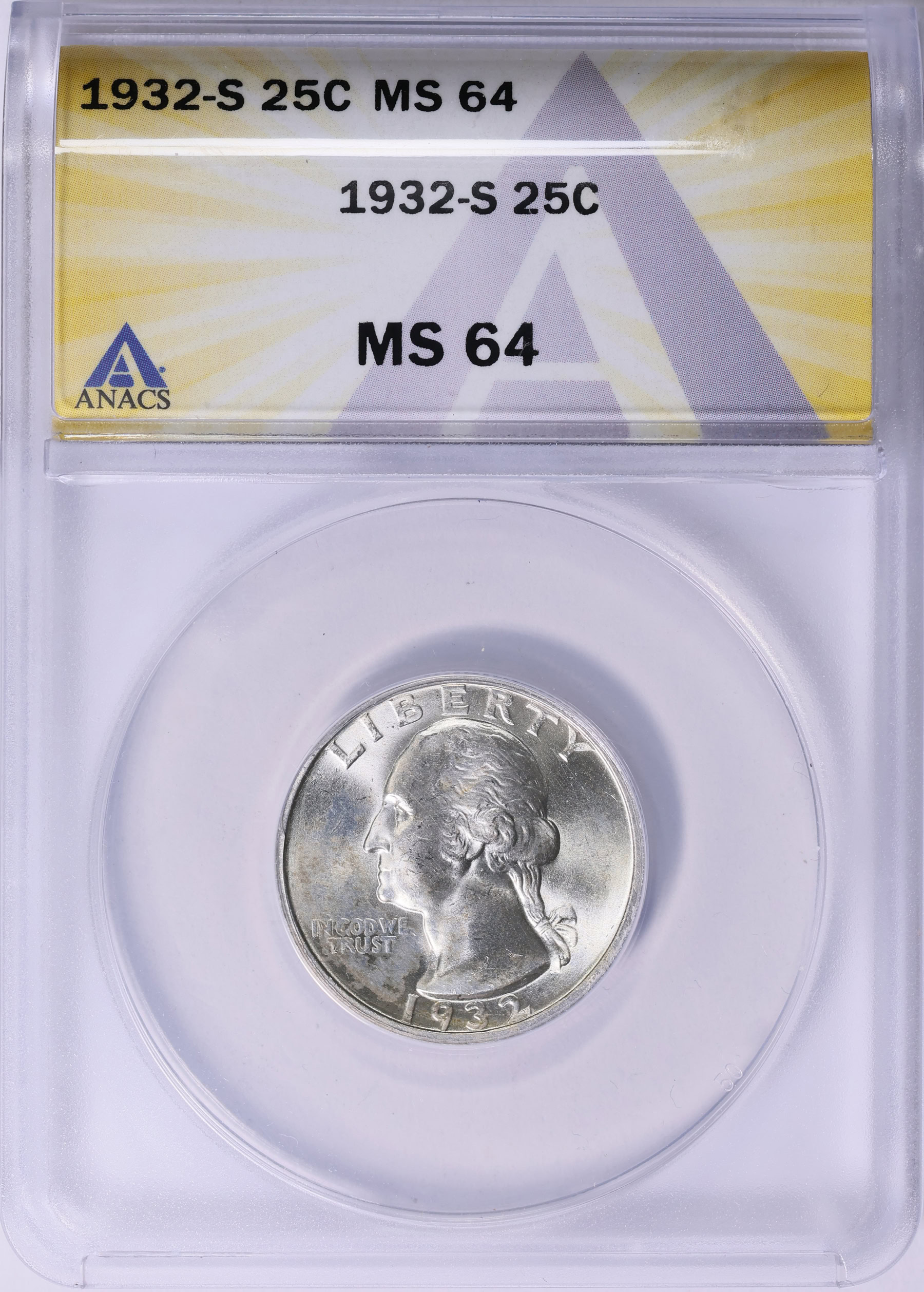 1932-S Washington Quarter ANACS MS-64 (Item 1808389) | GreatCollections Coin Auctions