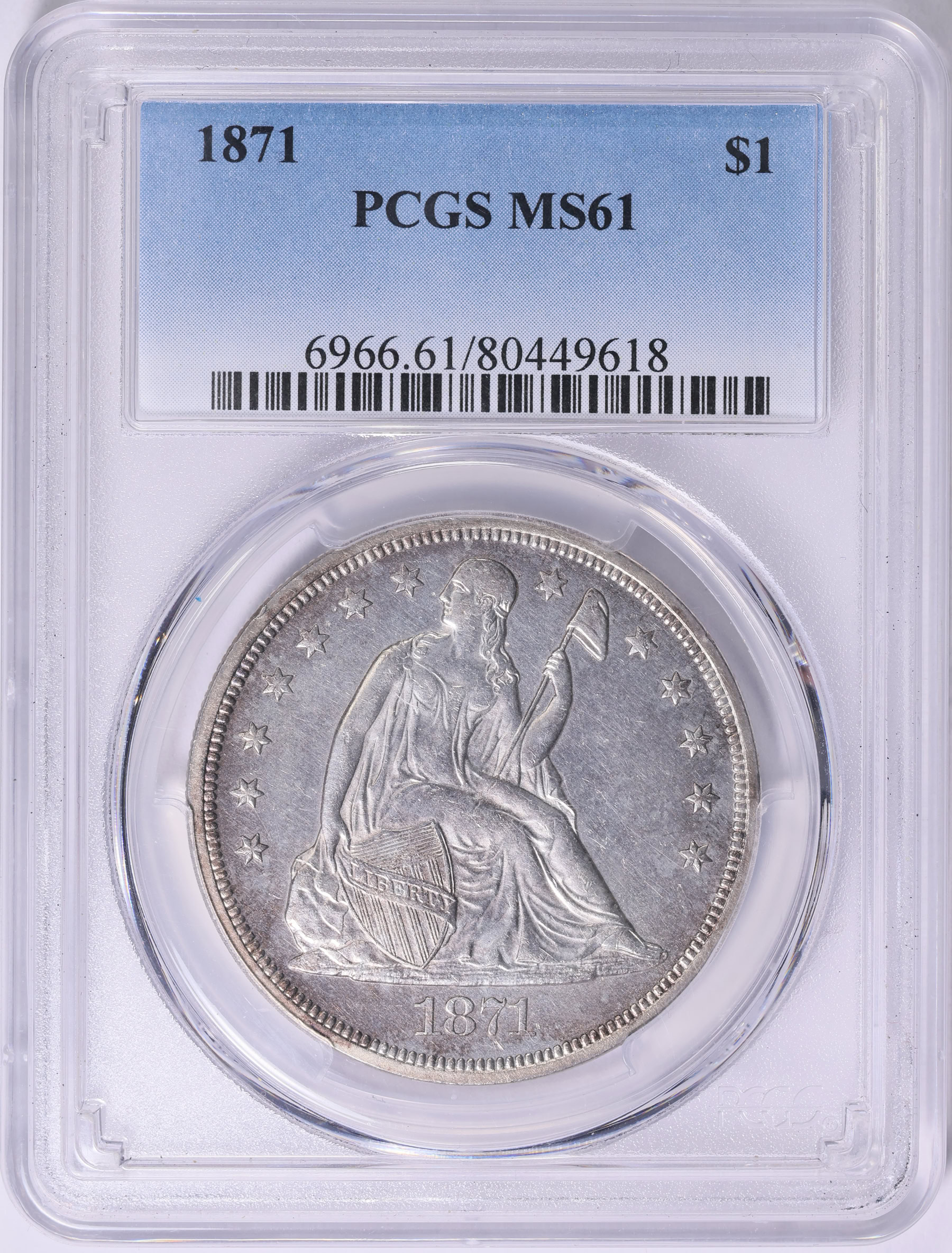 1871 Seated Liberty Silver Dollar PCGS MS-61 (Item 1808401) | GreatCollections Coin Auctions
