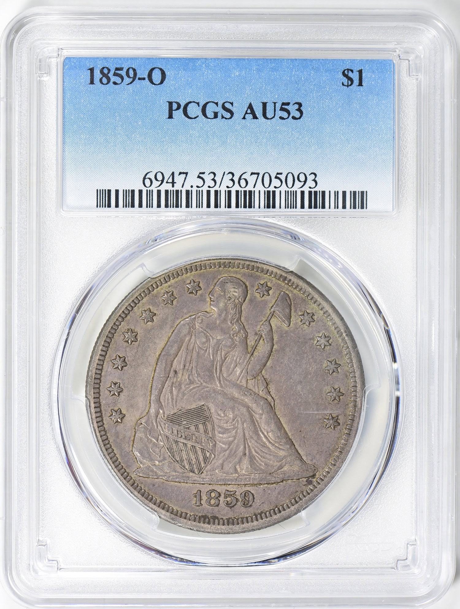 1859-O Seated Liberty Silver Dollar PCGS AU-53 (Item 1808405) | GreatCollections Coin Auctions