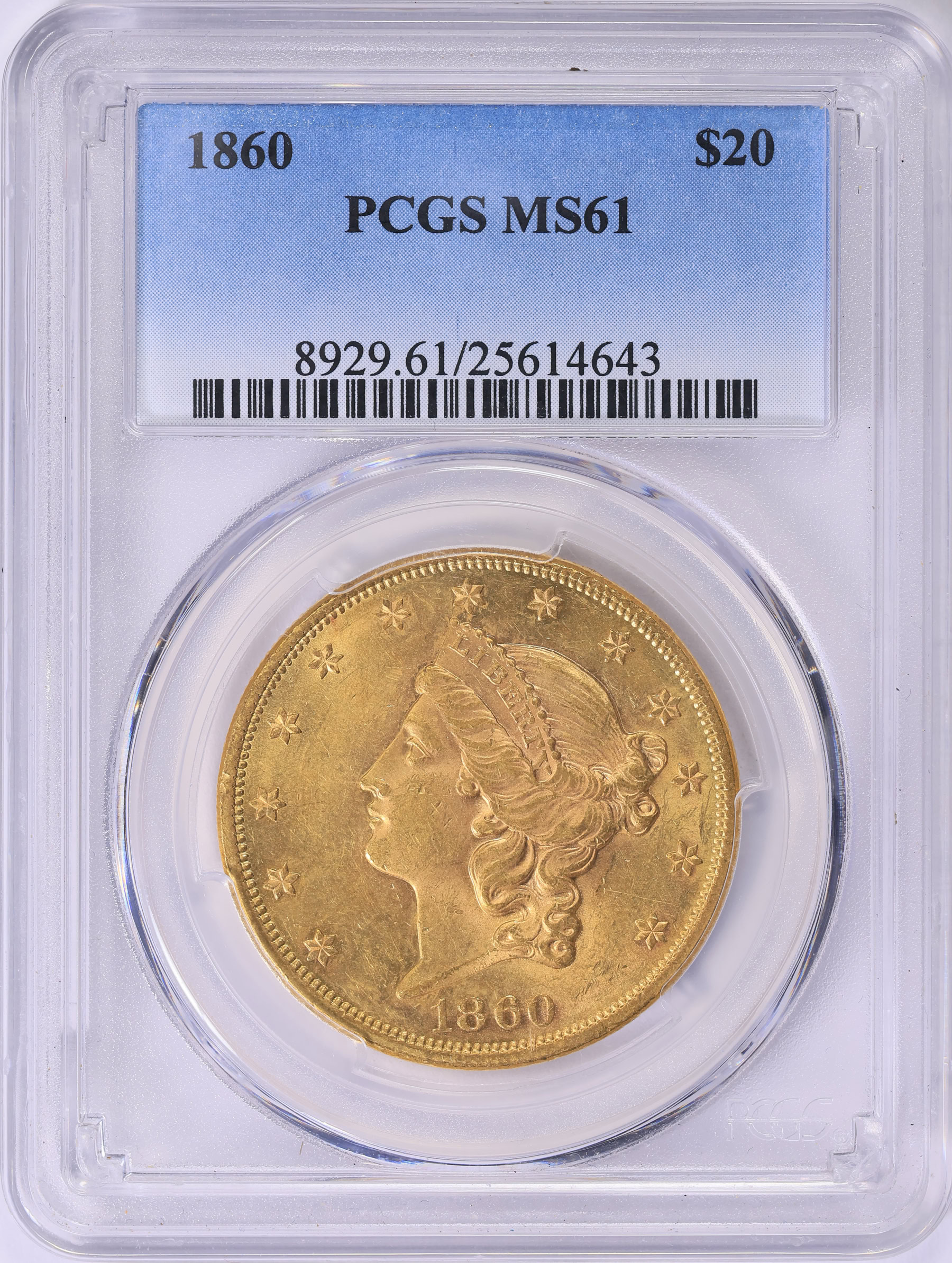 1860 Liberty Gold Double Eagle PCGS MS-61 (Item 1808431) | GreatCollections Coin Auctions